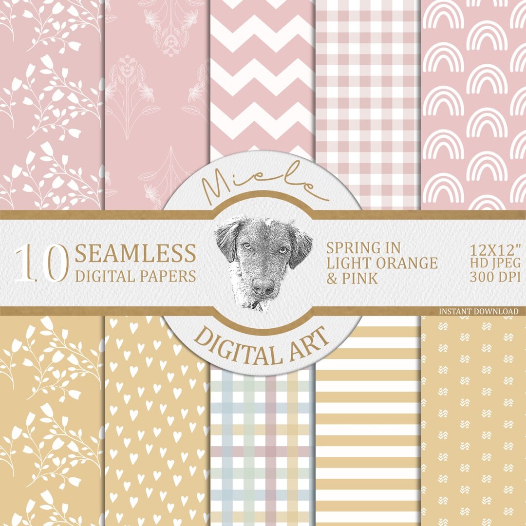 10 Seamless Digital Paper, Pastel Digital Pattern, Scrapbook Paper ...
