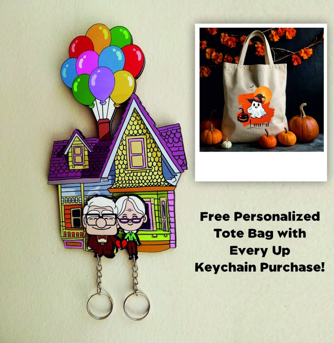 Up Keychain Hanger Physical Couple Key, Free Personalized Tote Bag ...