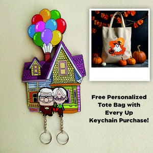 Up Keychain Hanger Physical Couple Key, Free Personalized Tote Bag ...