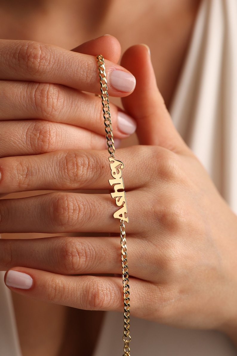 14K Gold Name Bracelet Personalized Bracelet for Women - Etsy
