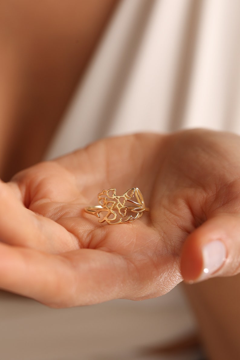 Birth Flower Name Ring 925 Sterling Silver Custom Birth Month - Etsy