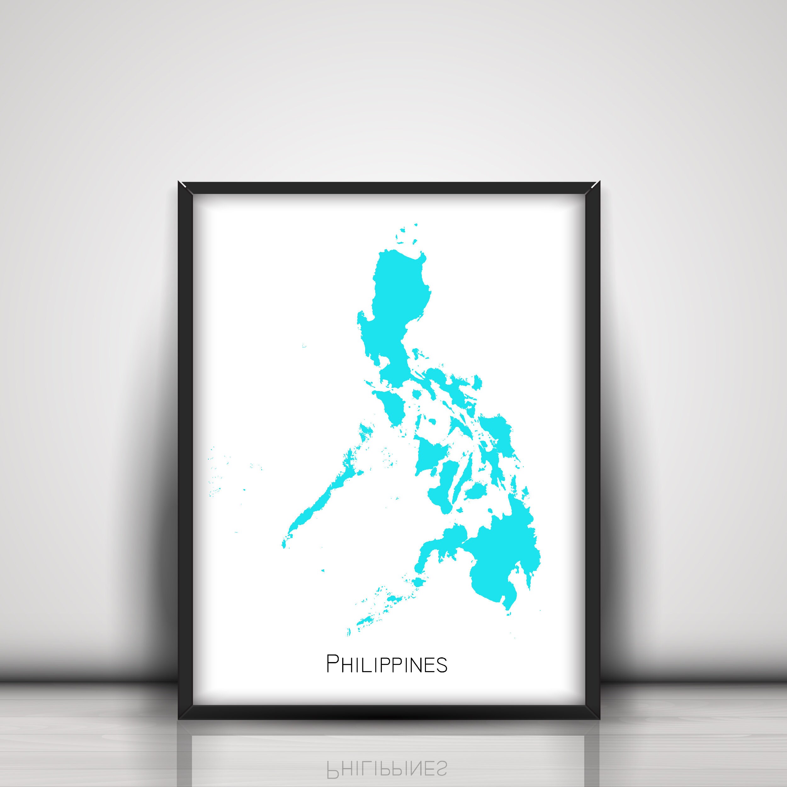 Map of the Philippines, Printable, Turquoise, Islands, High Resolution ...