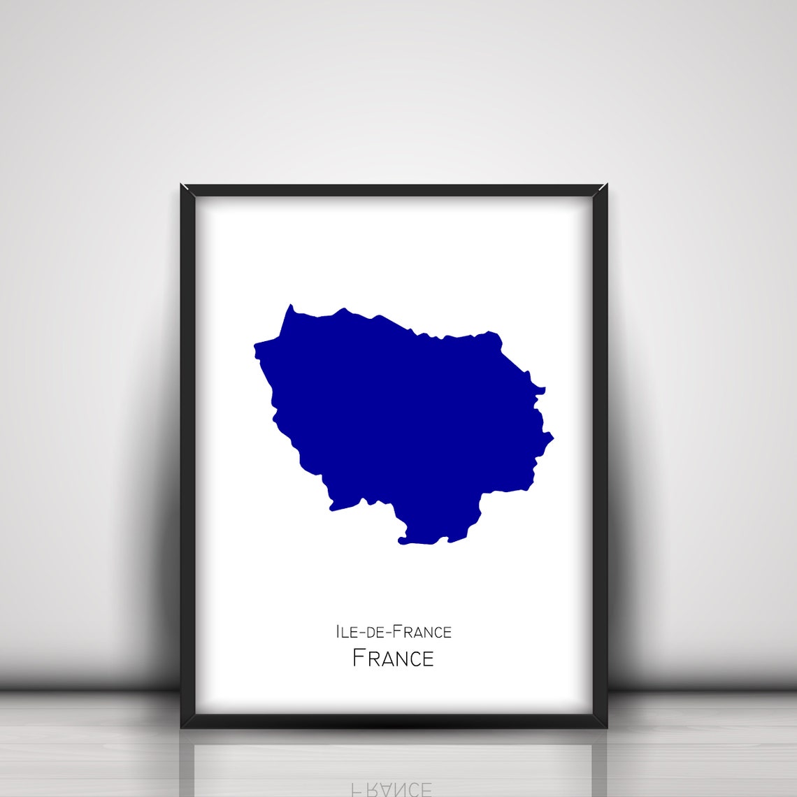 Map of Ile De France, Printable, Blue, Digital Download, Paris, Region ...