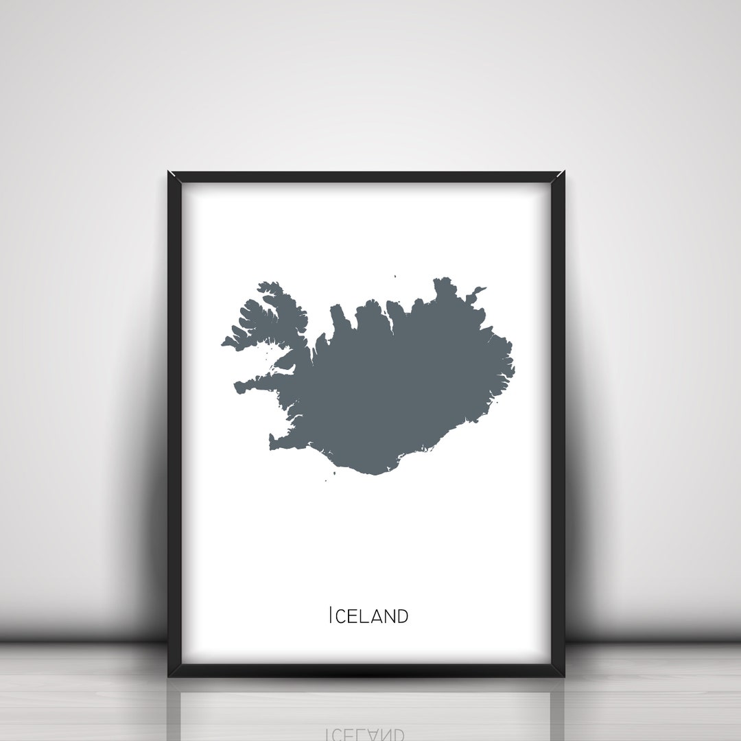 Map of Iceland, Printable, Gray, Digital Download, High Resolution - Etsy