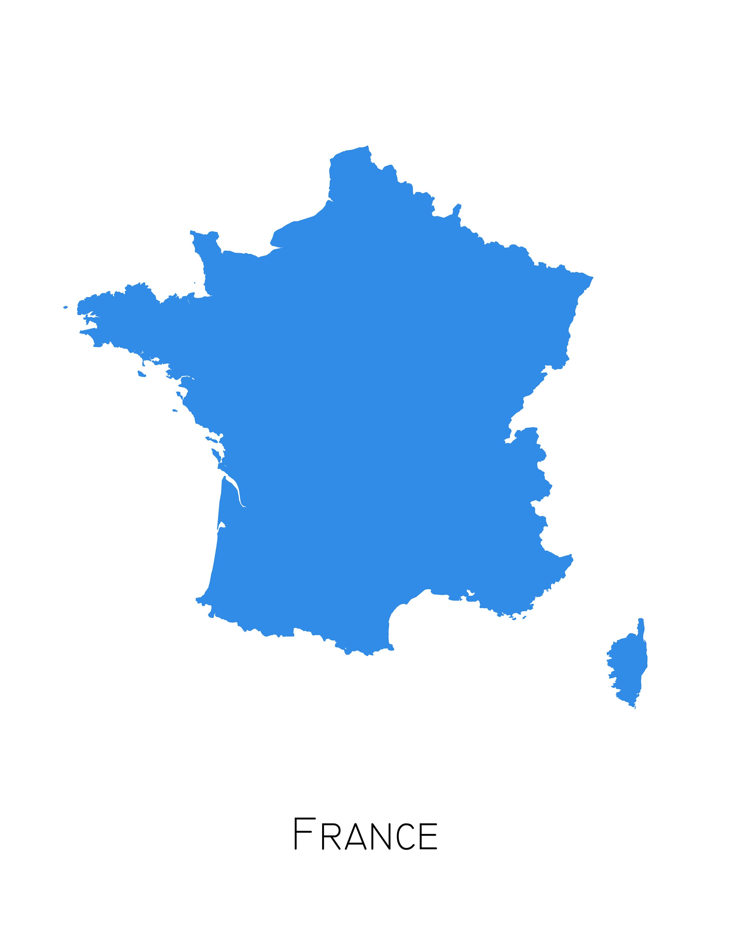 Map of France, Printable, Blue, Digital Download, French, High ...