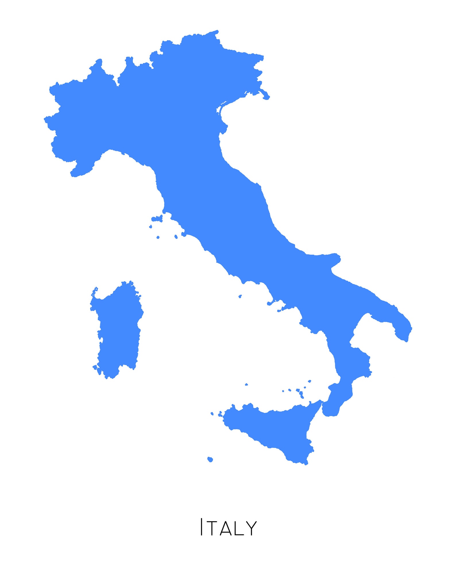 Map of Italy, Printable, Blue, Digital Download, High Resolution - Etsy