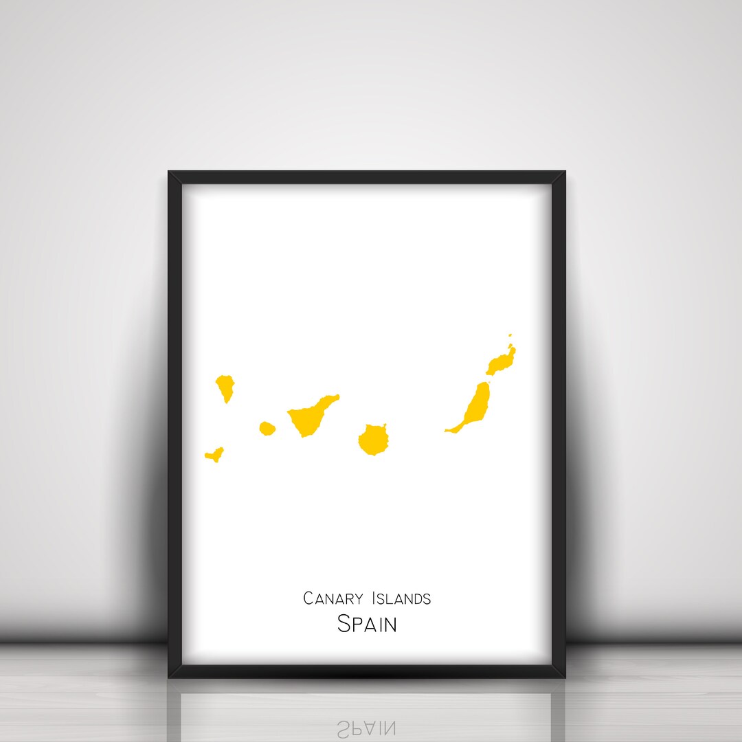 Map of the Canary Islands, Spain, Printable, Yellow, Digital Download ...