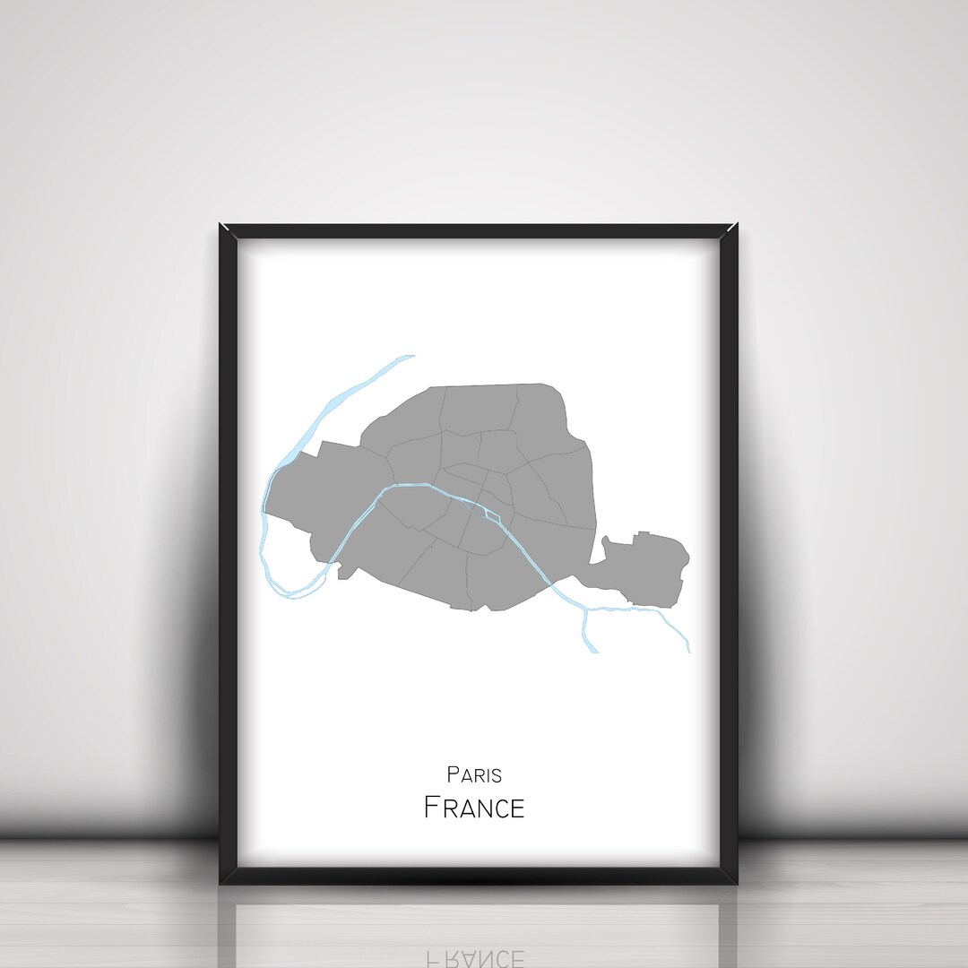 Map of Paris, France, Printable, Blue, Digital Download, Paris, French ...