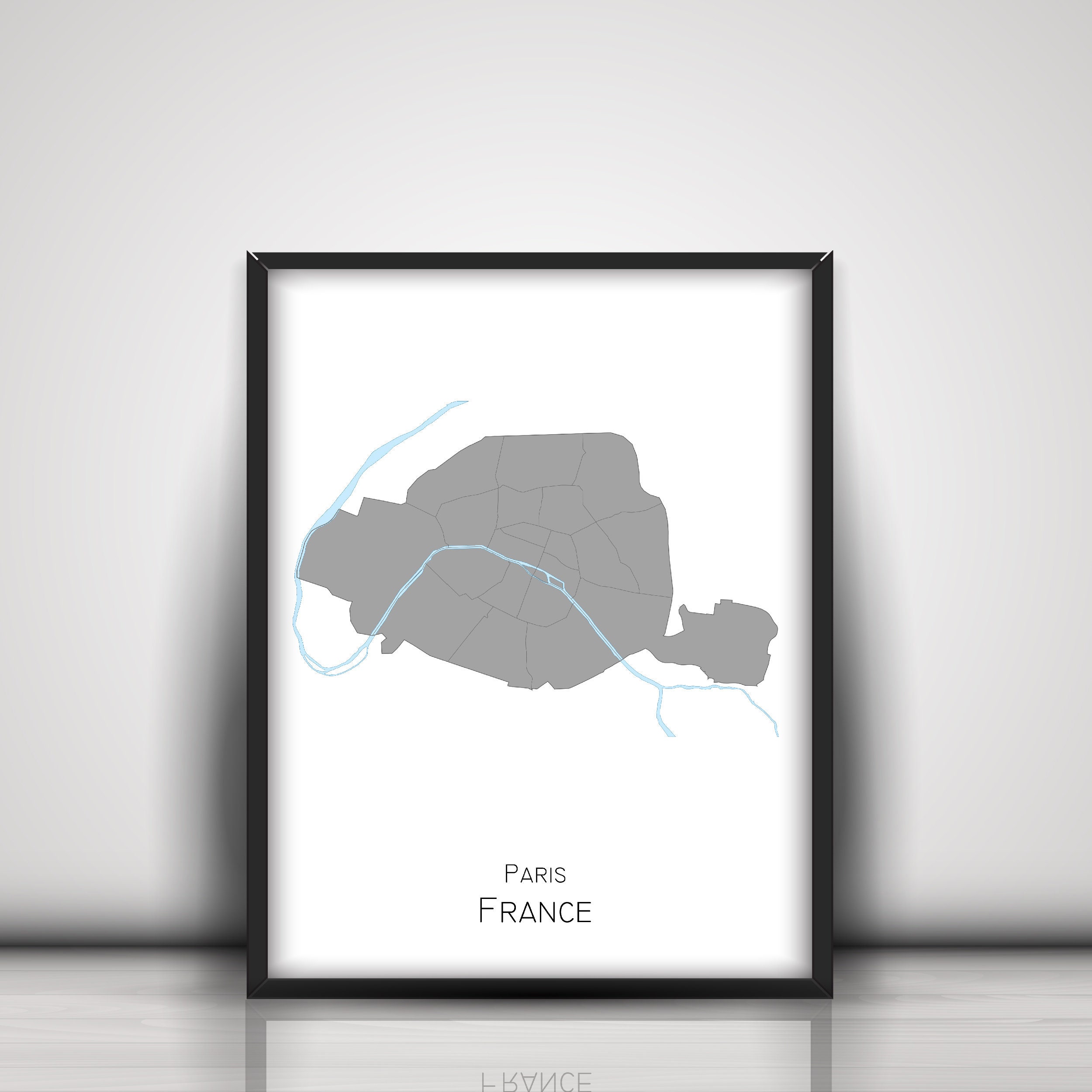 Map of Paris, France, Printable, Blue, Digital Download, Paris, French ...
