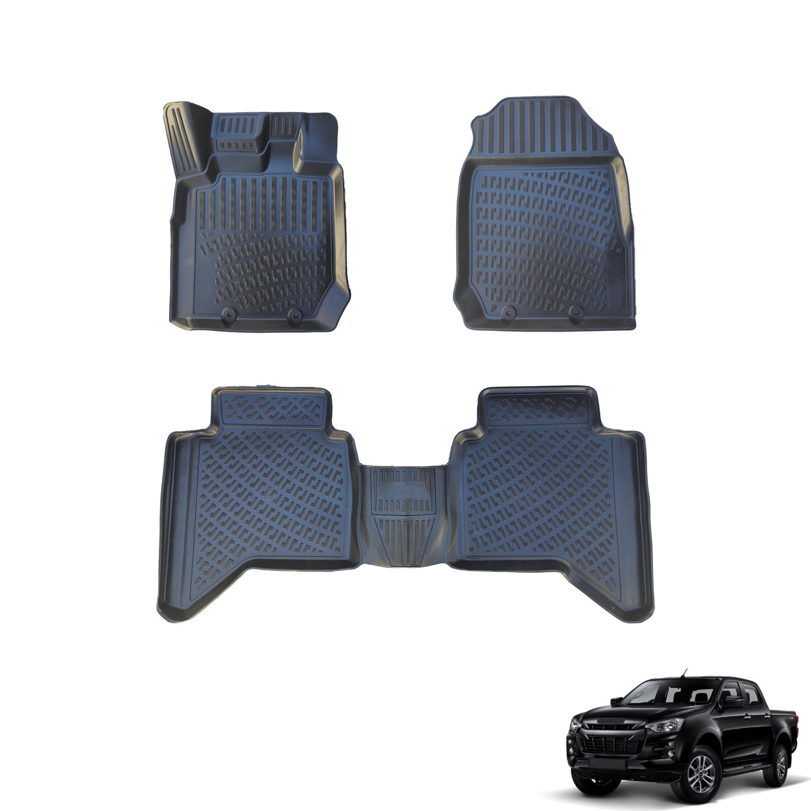 Fits Isuzu D-max 2019-2023 Floor Mats Front & Rear All Wheather Custom ...