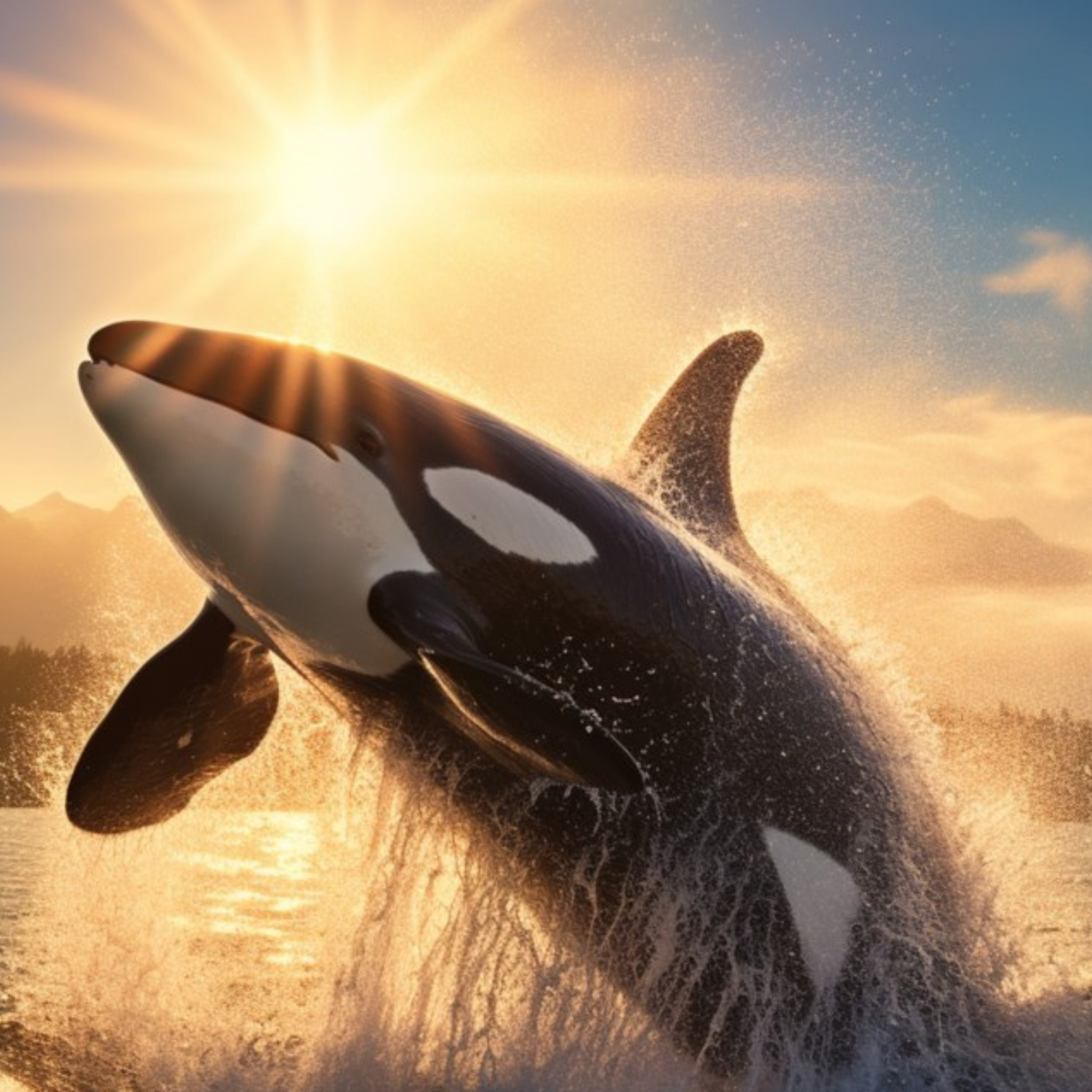 PRINTABLE ART Orca Whale Breaching Ocean's Surface Marine Life Wall ...