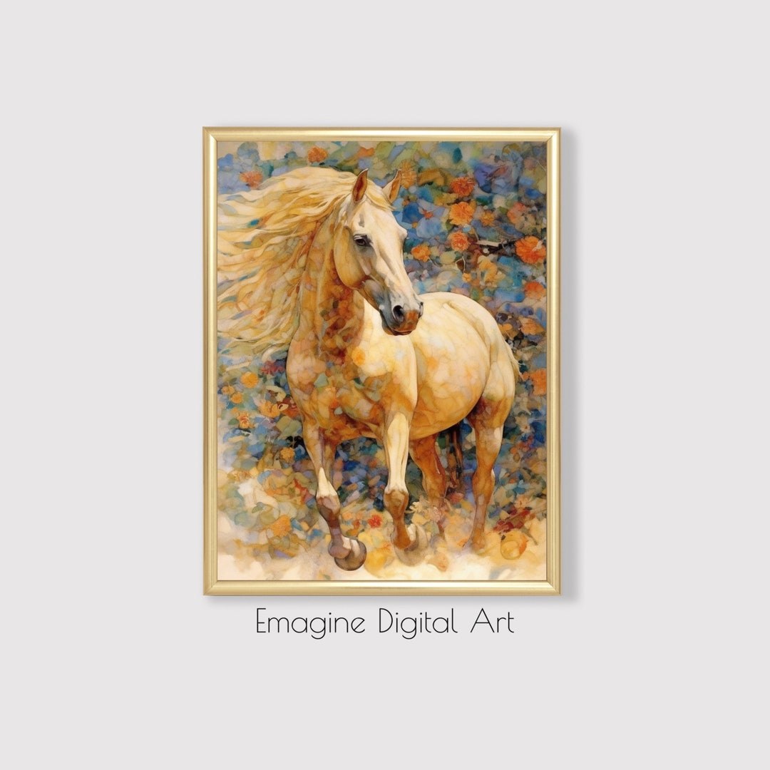 PRINTABLE ART | Galloping Palomino Horse Painting | Wild Horse Wall ...