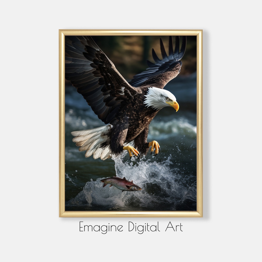 PRINTABLE ART | Eagle Catching Fish Photograph | Wildlife Action Wall ...