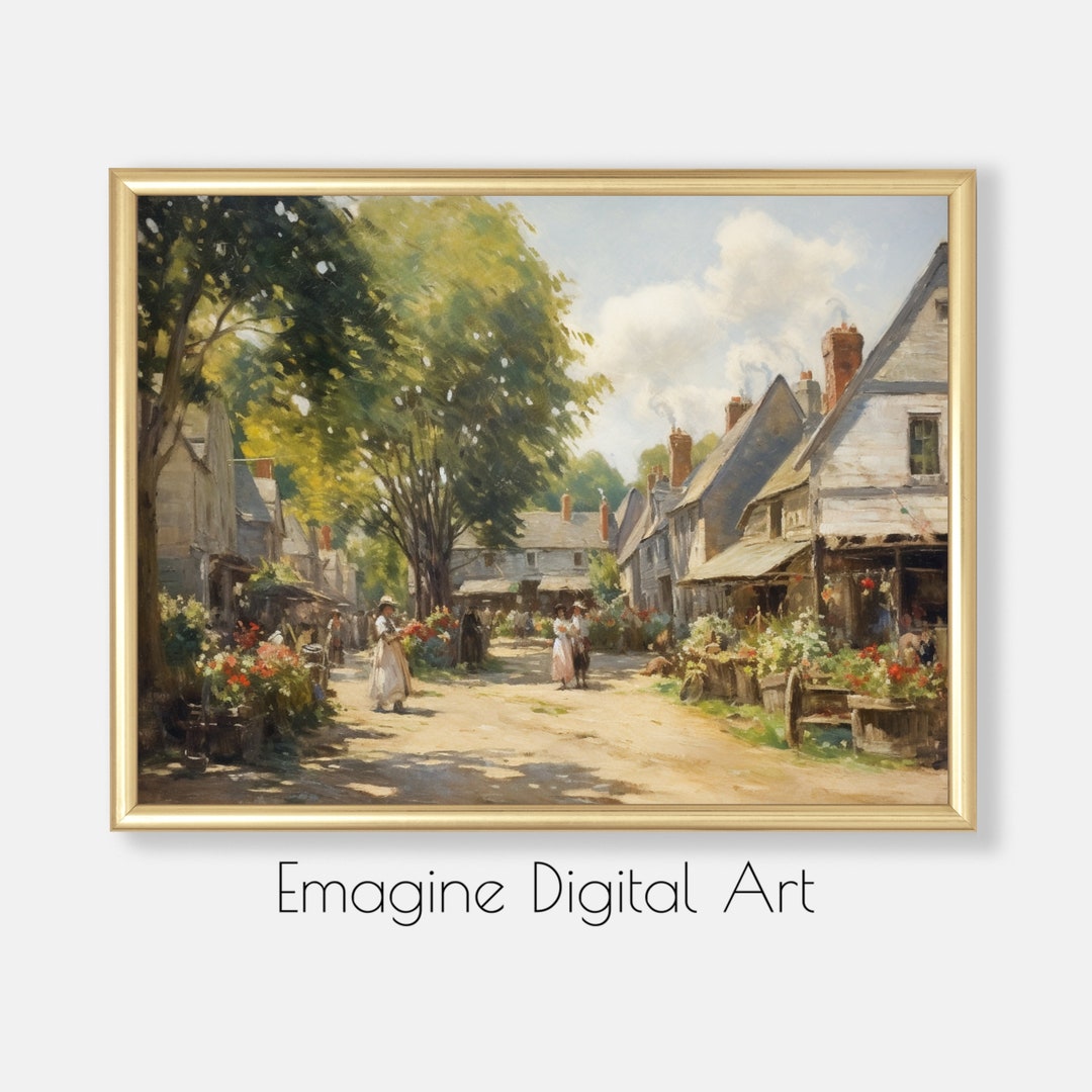 PRINTABLE ART | Vintage 19th Century New England Village | Country Wall ...