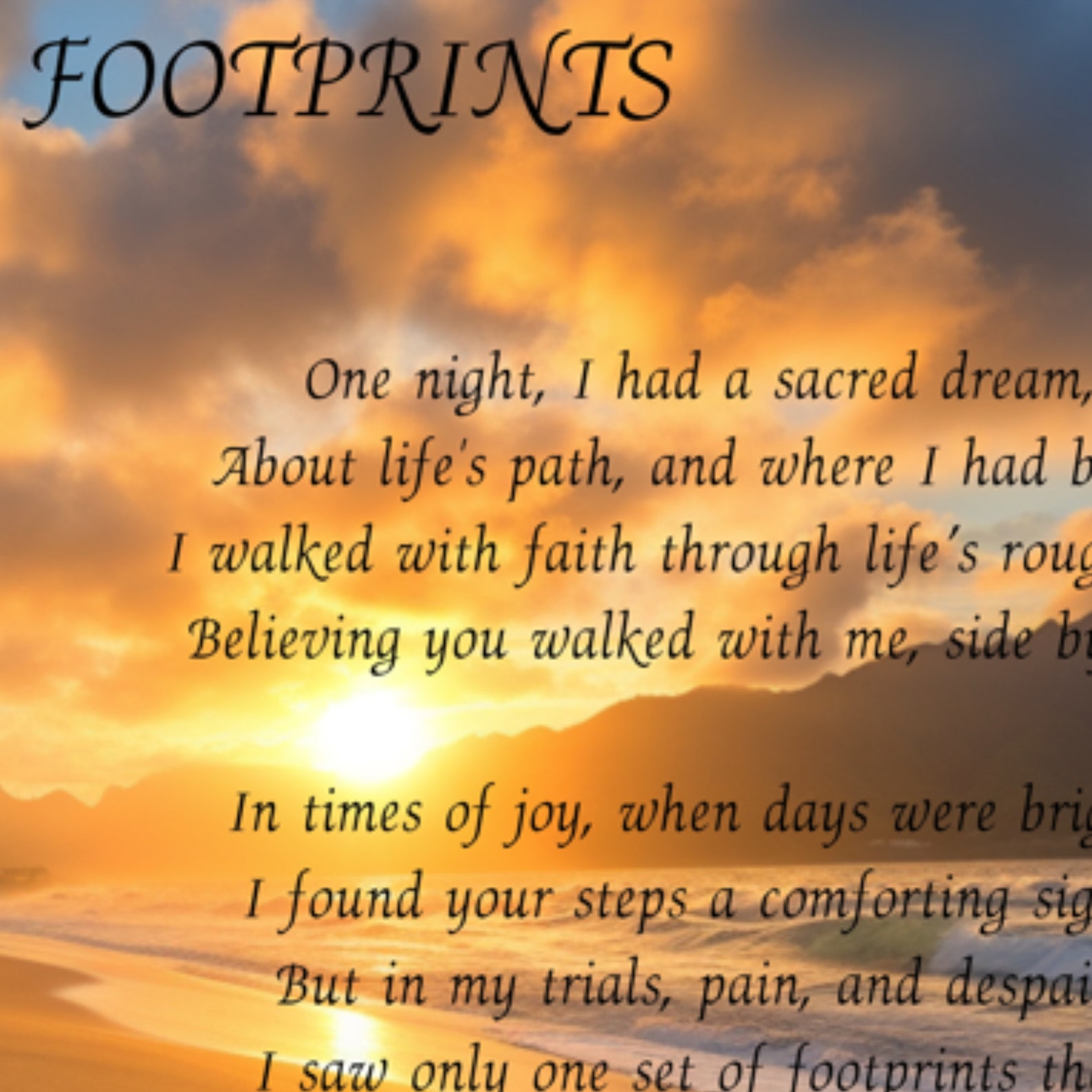 Footprints Poem Beach Print | Christian Wall Art (digital Download) - Etsy