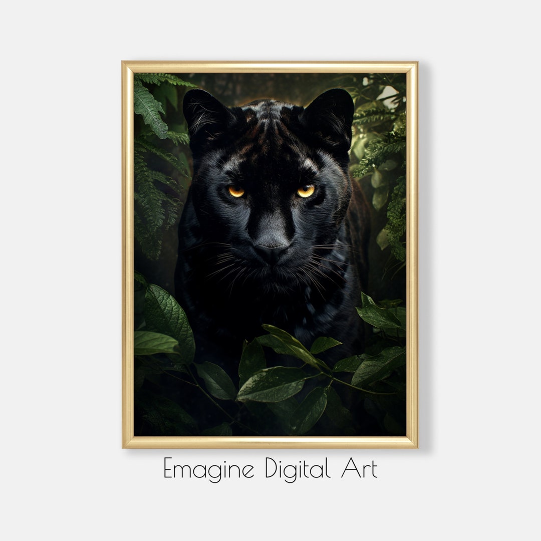 PRINTABLE ART | Black Panther in Jungle Photo | Jungle Wildlife Wall ...