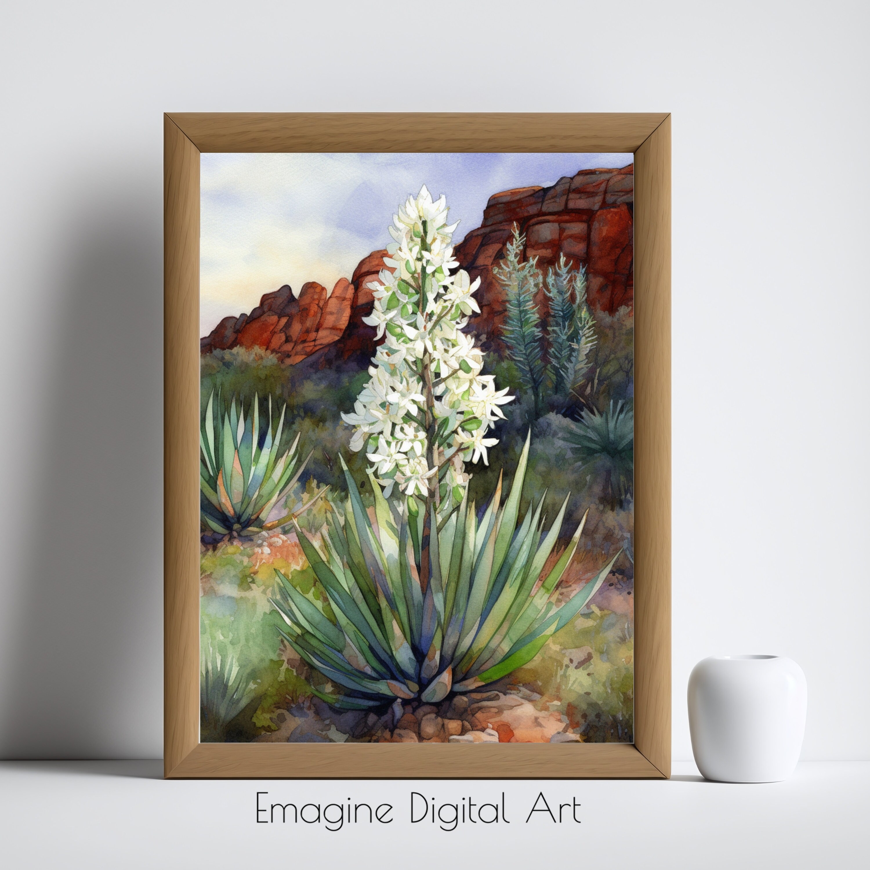 PRINTABLE ART | Yucca in Bloom White Blossoms | Desert Wall Art ...
