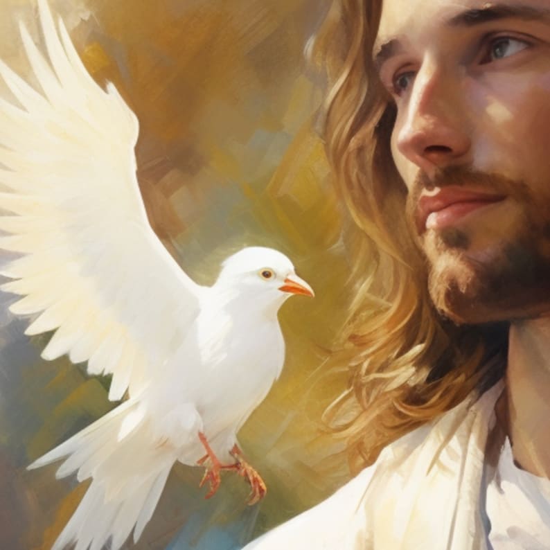 Jesus and White Dove Painting | Christian Art Print (digital Download ...