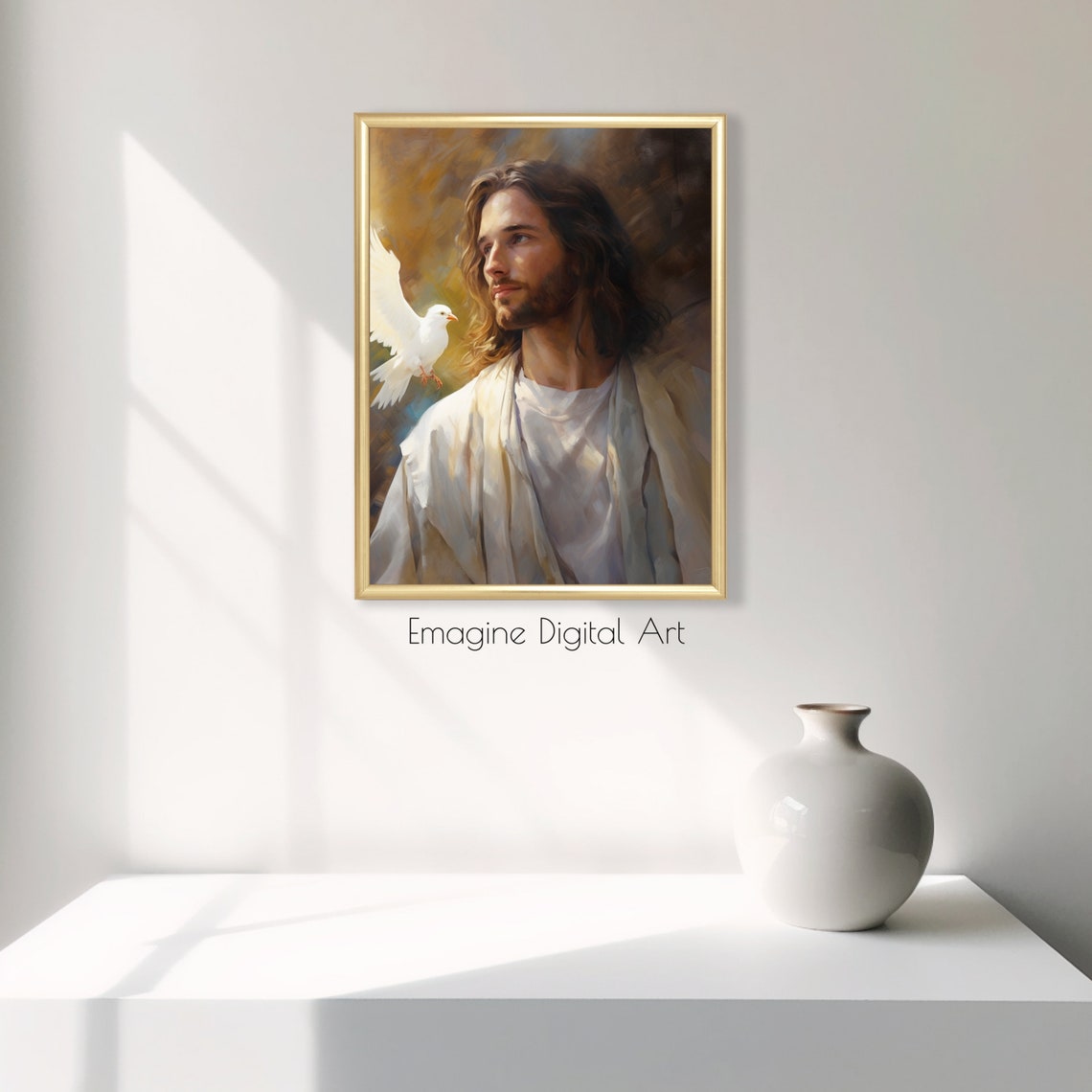 Jesus and White Dove Painting | Christian Art Print (digital Download ...
