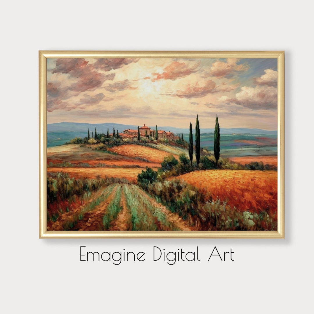 Tuscany Village Impressionist Painting | Italian Landscape Art (digital ...