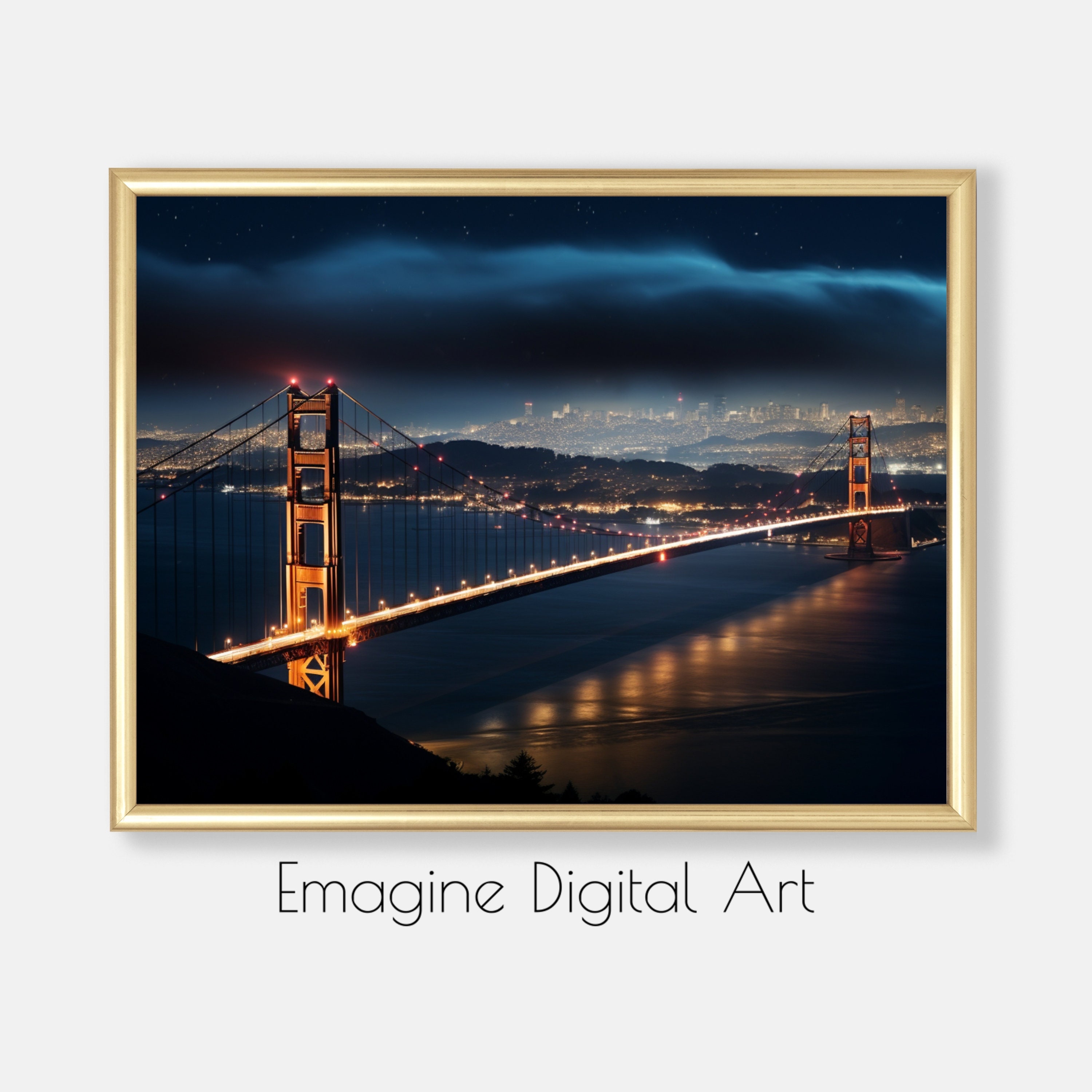 PRINTABLE ART Golden Gate Bridge at Night Photo San - Etsy