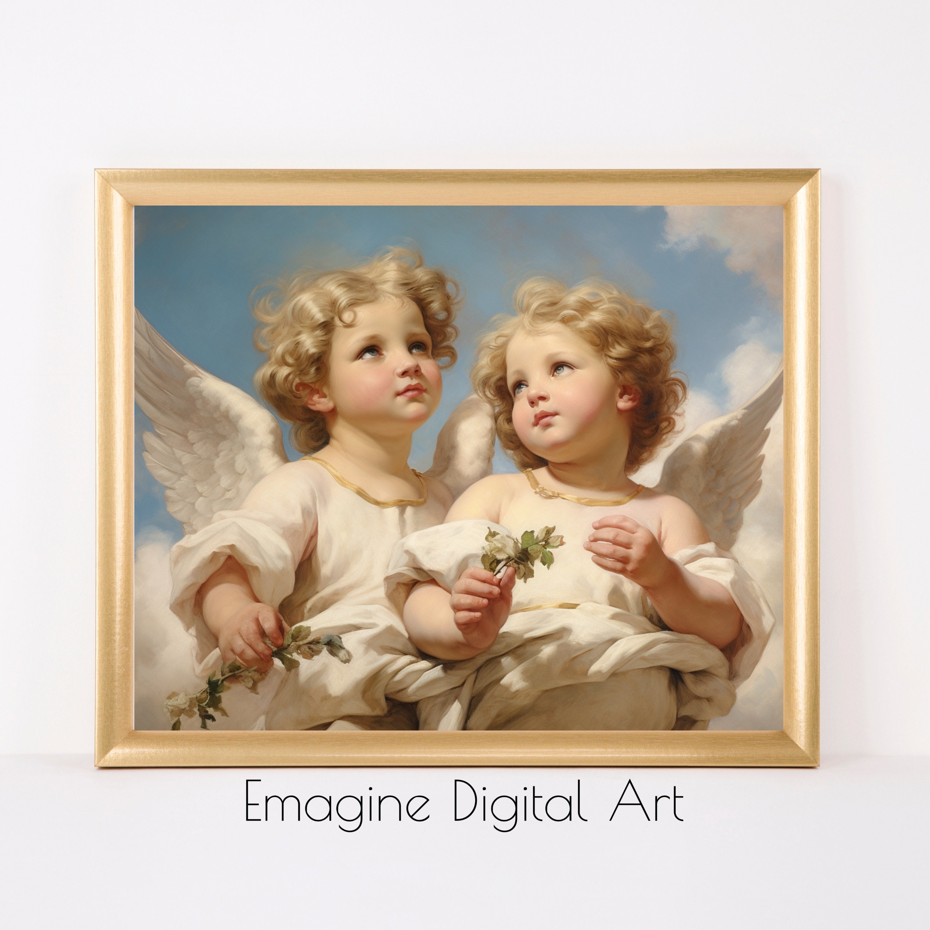Cherubs in Heaven Art Print | Religious Angel Wall Decor (digital ...