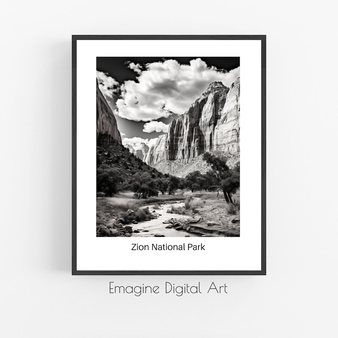 PRINTABLE ART | Zion National Park Photograph | Black & White Wall ...