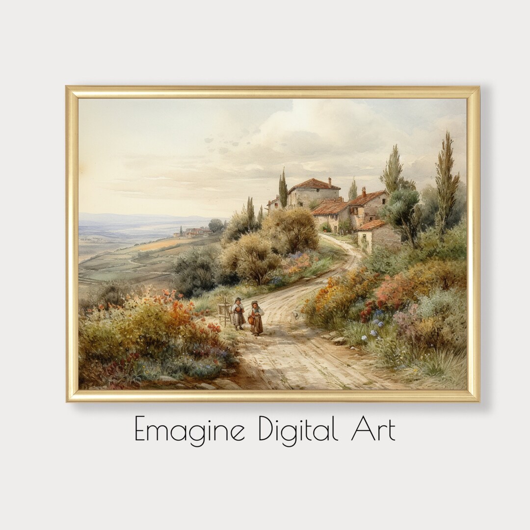 PRINTABLE ART | Vintage Italian Landscape Painting | 19th Century ...