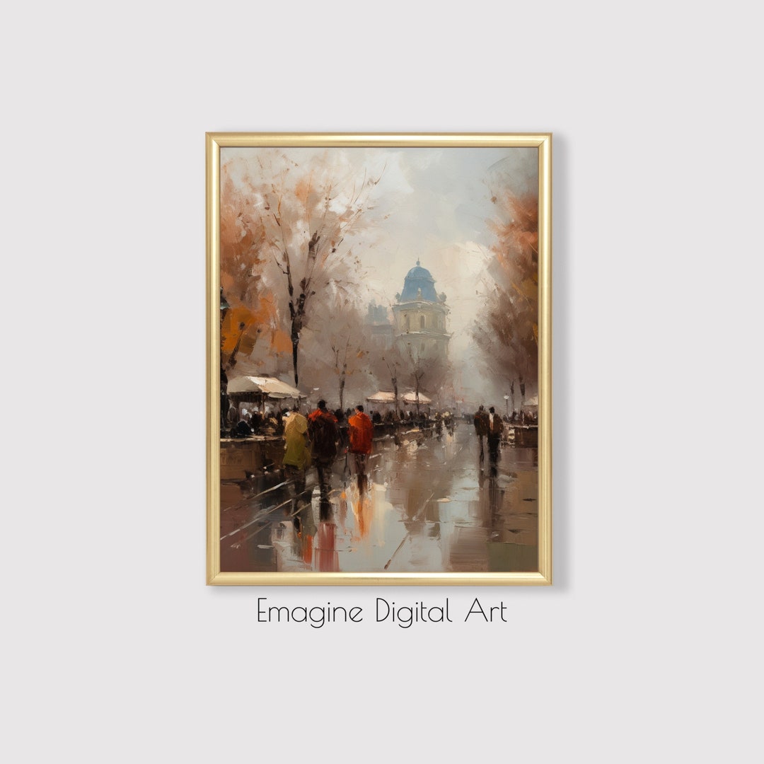 PRINTABLE ART | Impressionist Scene of a Rainy Parisian Promenade in ...