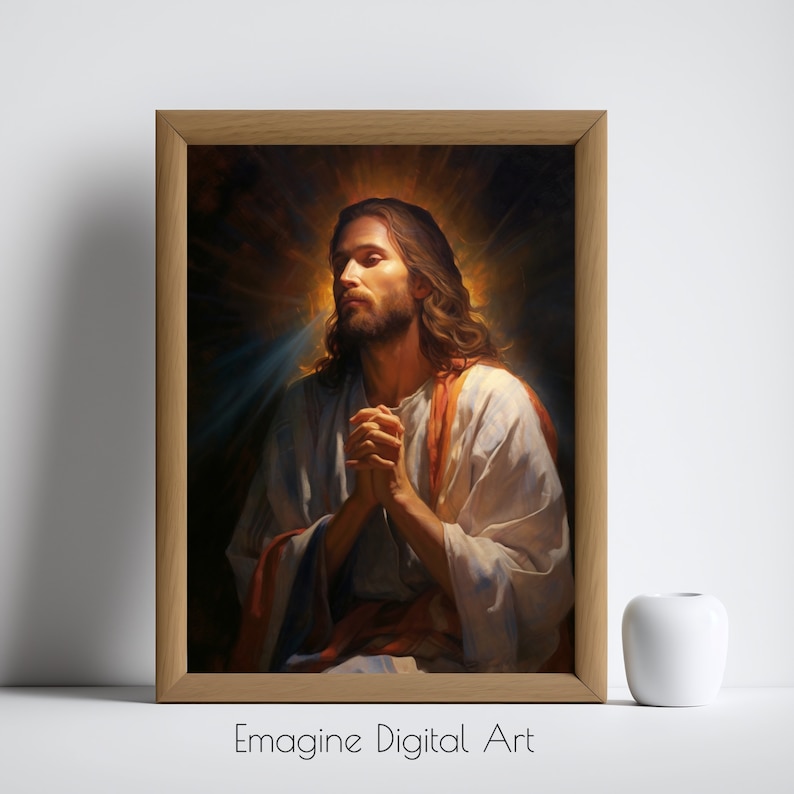 PRINTABLE ART | Painting of Jesus Praying | Christian Art | Biblical ...