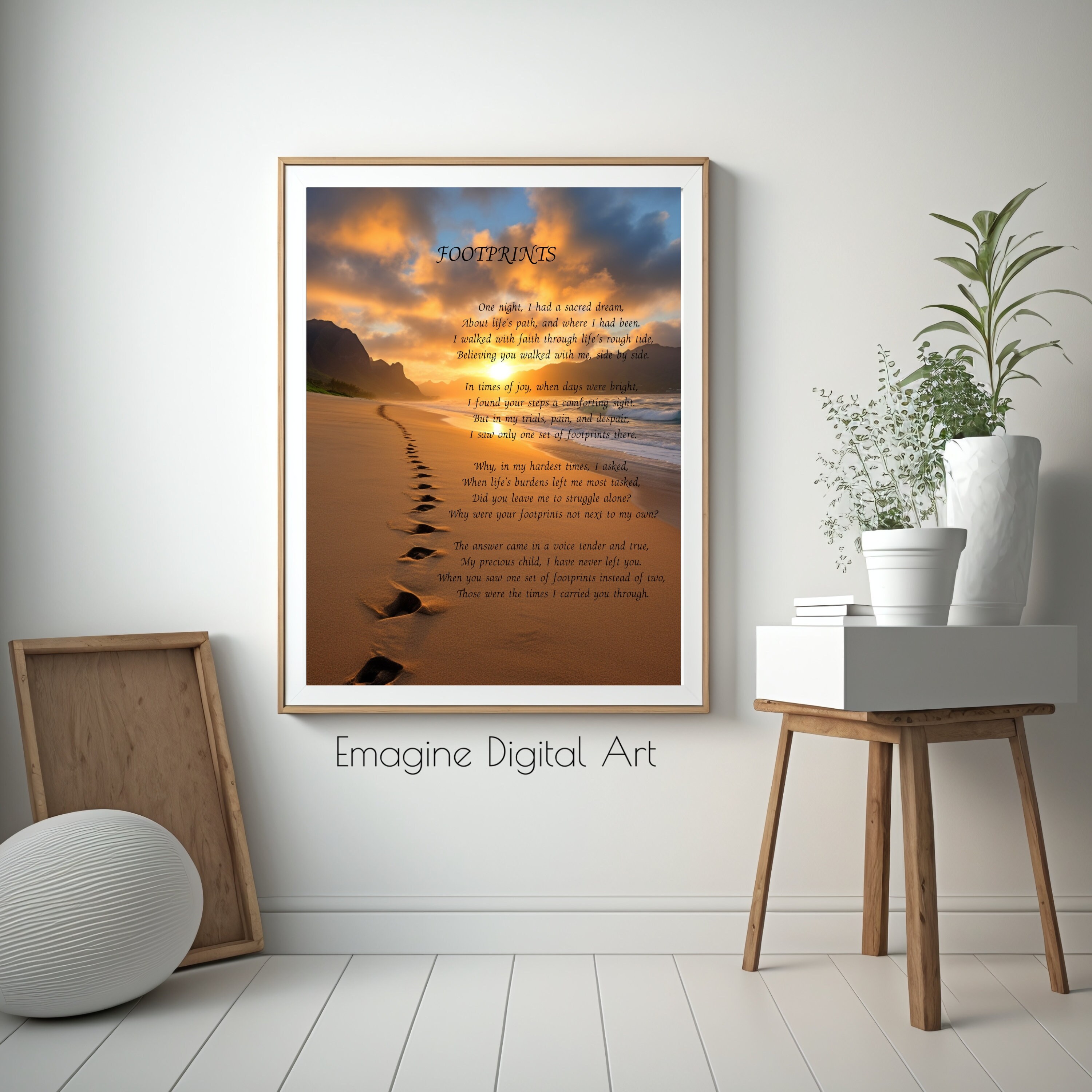 Footprints Poem Beach Print | Christian Wall Art (digital Download) - Etsy
