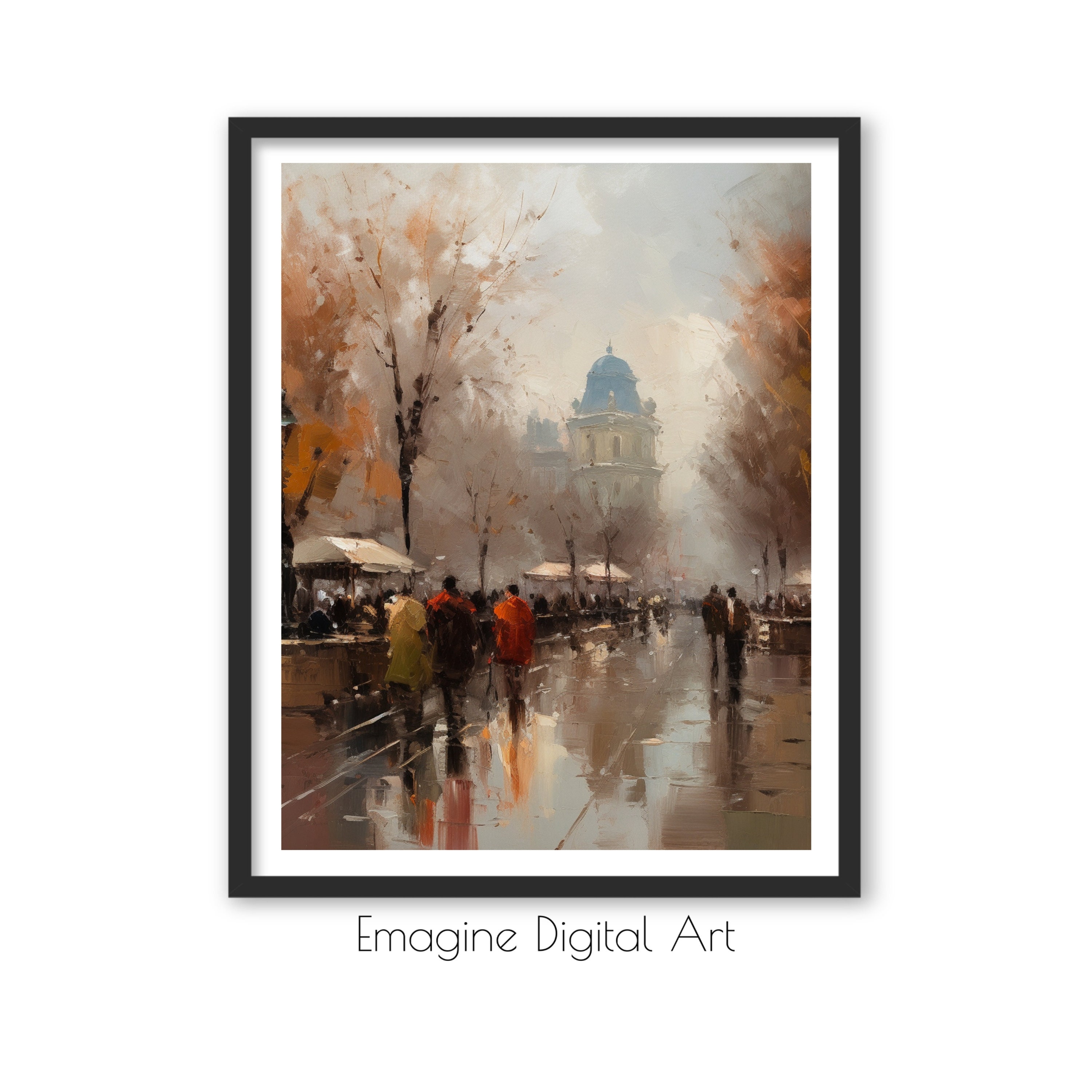 PRINTABLE ART Impressionist Scene of a Rainy Parisian Promenade in ...