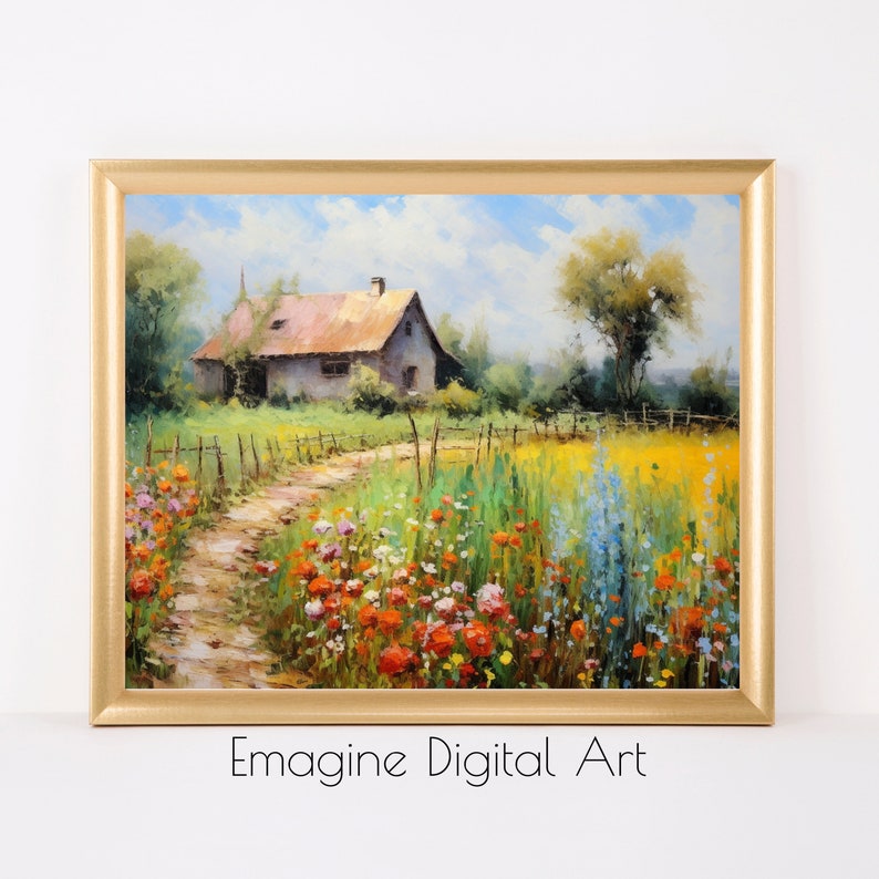 PRINTABLE ART Vintage Countryside Farmhouse & Wildflowers - Etsy