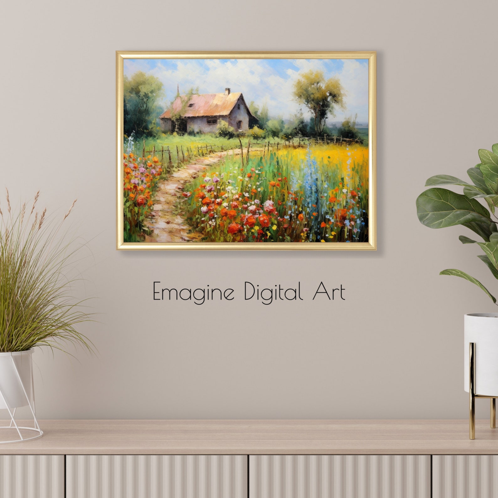 PRINTABLE ART Vintage Countryside Farmhouse & Wildflowers - Etsy