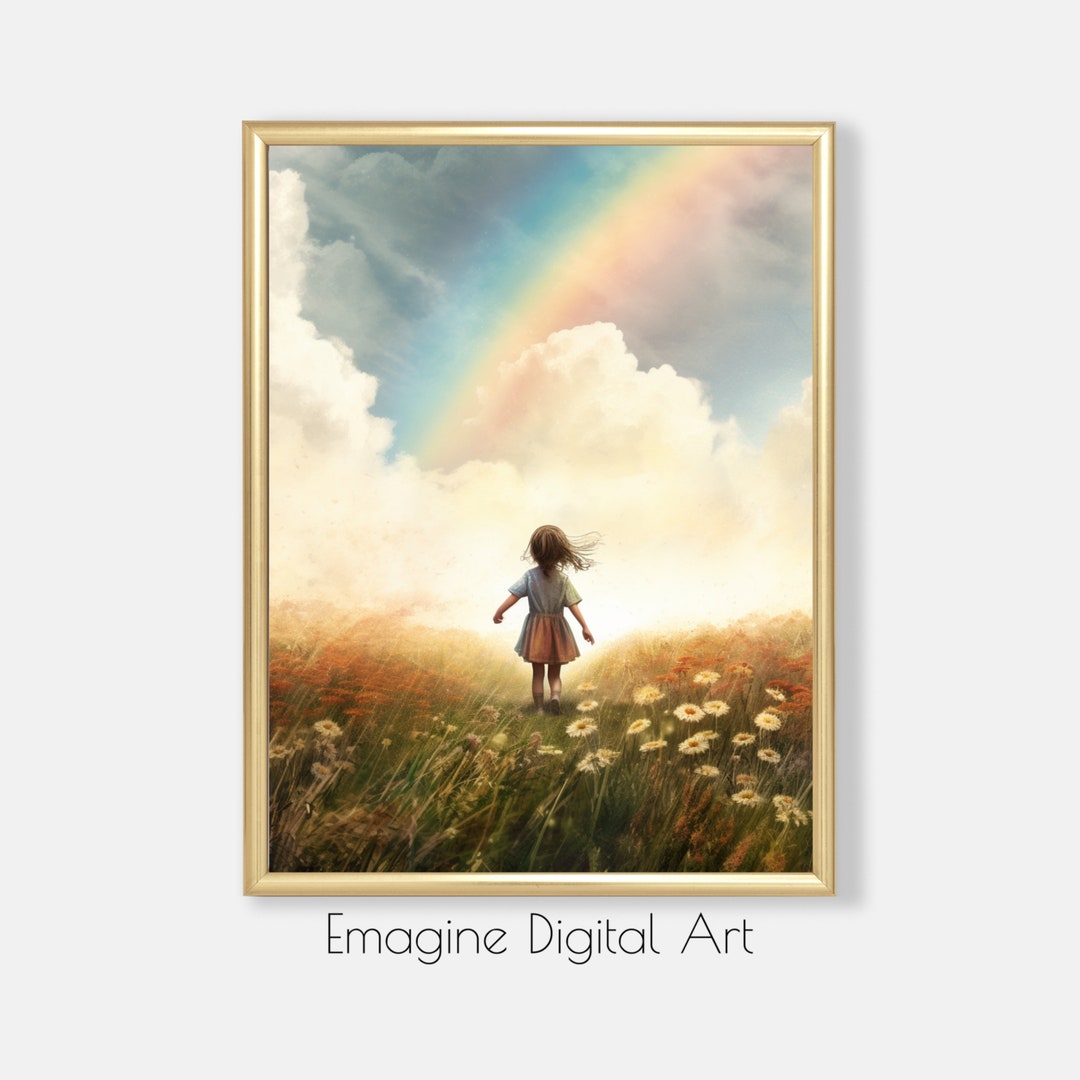 PRINTABLE ART | Little Girl at End of the Rainbow | Children's Wall ...