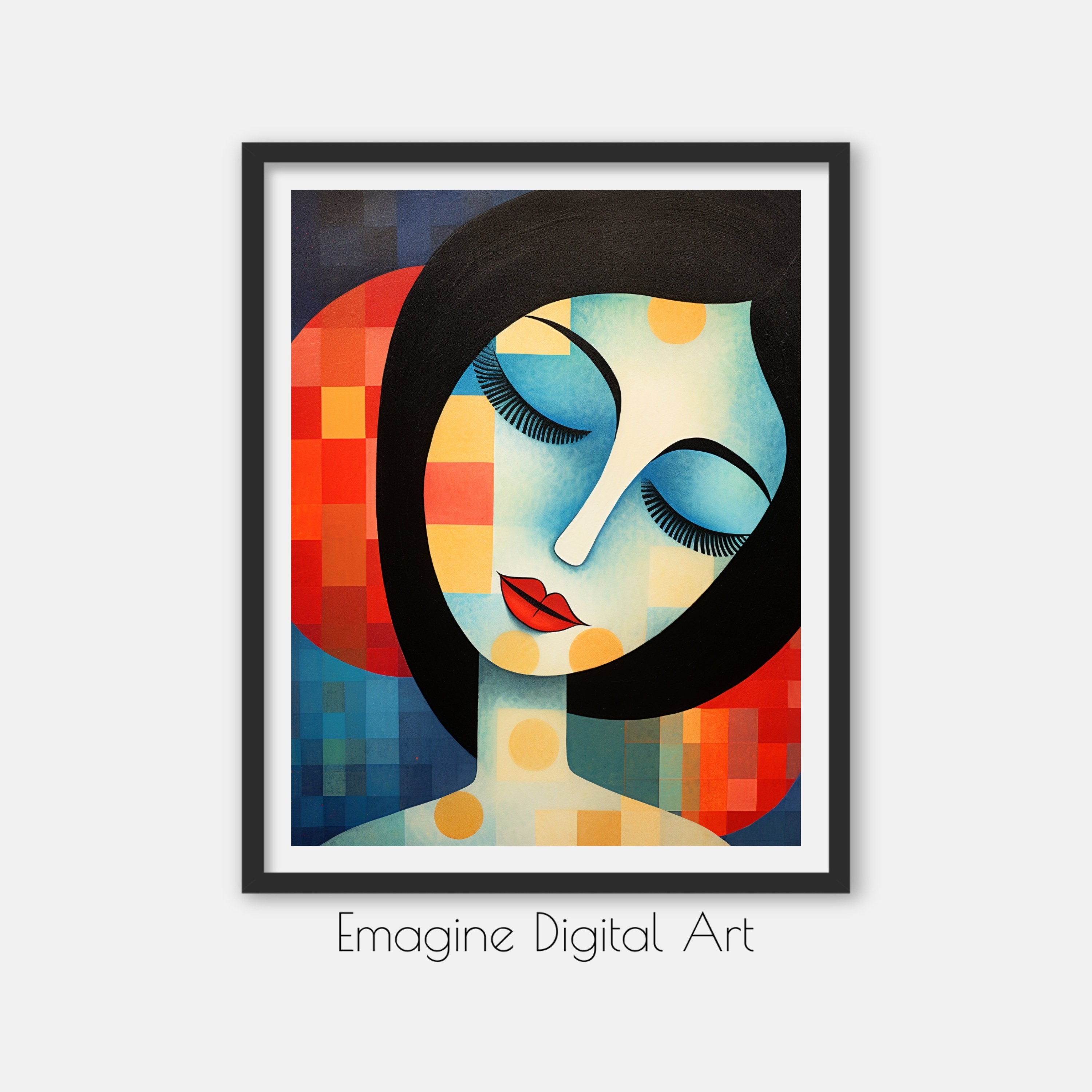 PRINTABLE ART Modern Cubist Painting of a Woman Pop Art - Etsy