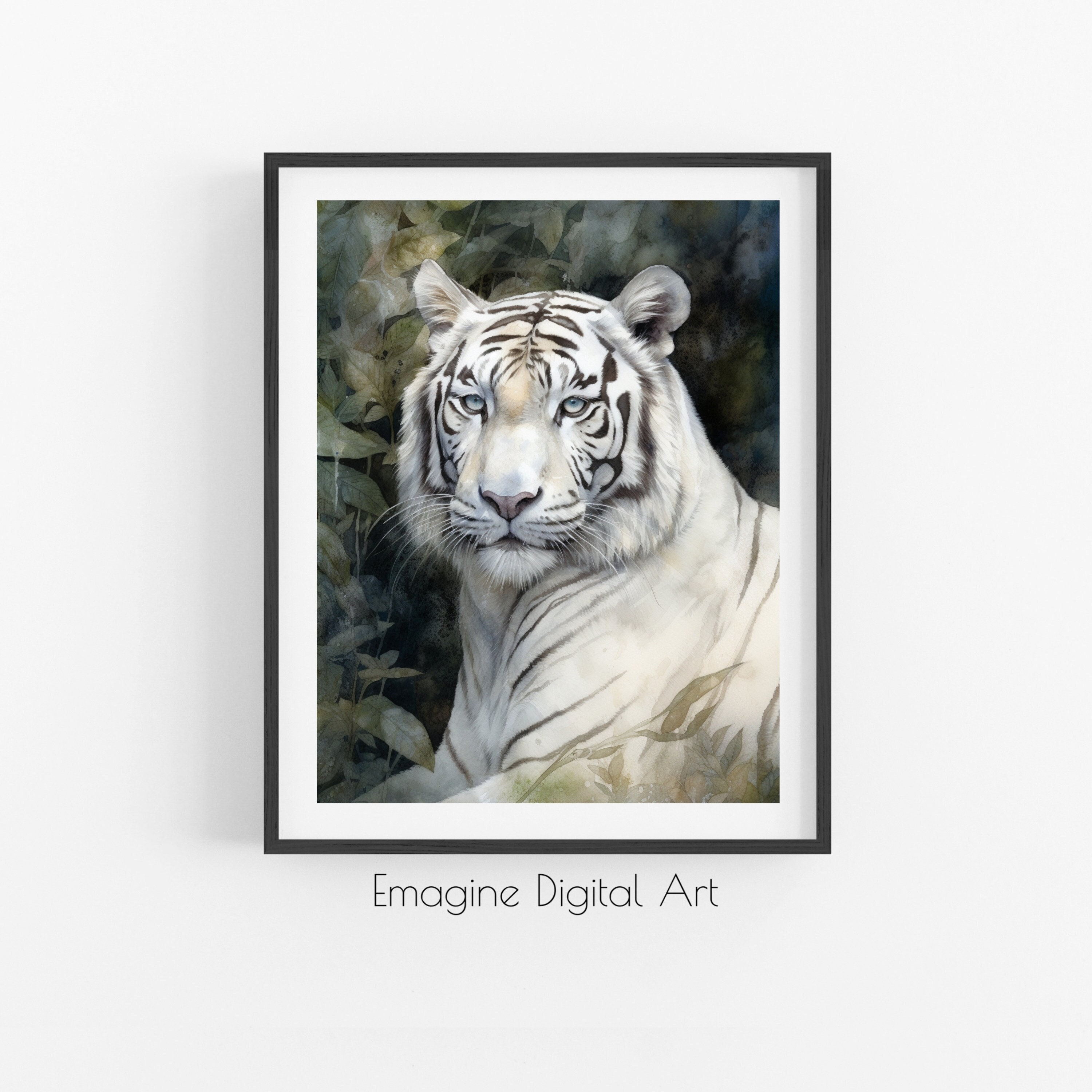 PRINTABLE ART | White Tiger Painting | Wildlife Painting | Tiger Wall ...