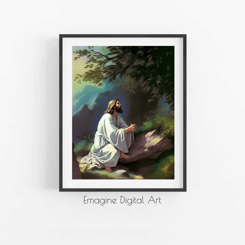 PRINTABLE ART Jesus Praying in Gethsemane Christian Art - Etsy