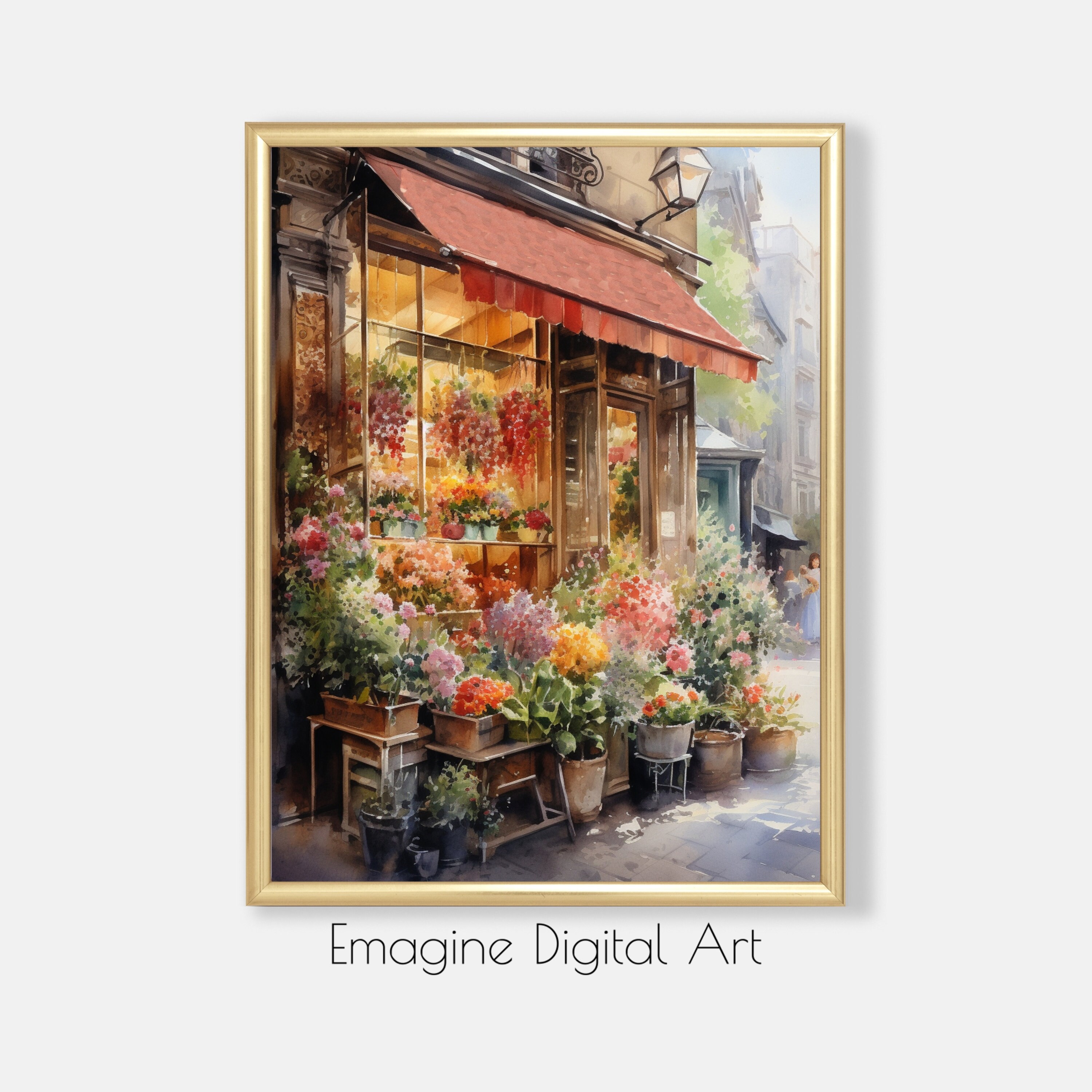 PRINTABLE ART | Flower Shop on Paris Street | Impressionist Wall Decor ...