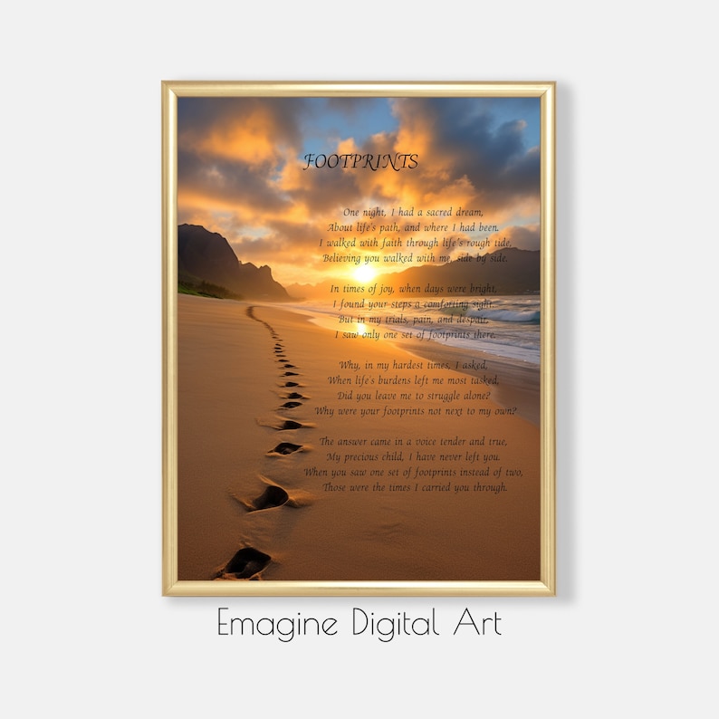 Footprints Poem Beach Print | Christian Wall Art (digital Download) - Etsy