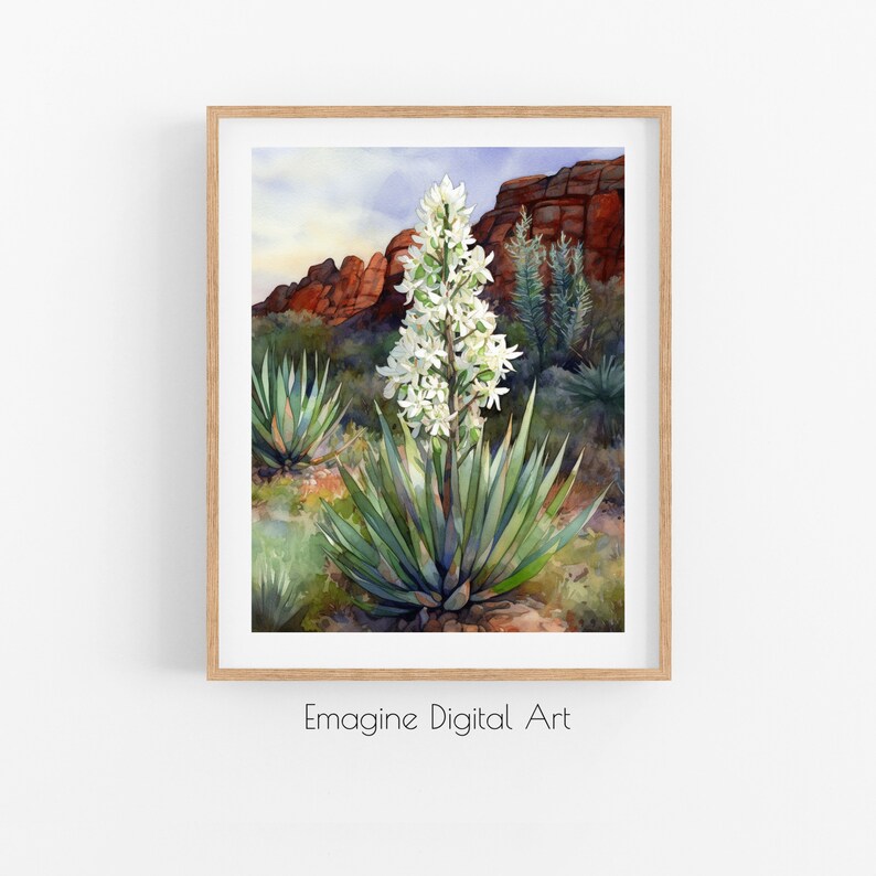 PRINTABLE ART | Yucca in Bloom White Blossoms | Desert Wall Art ...