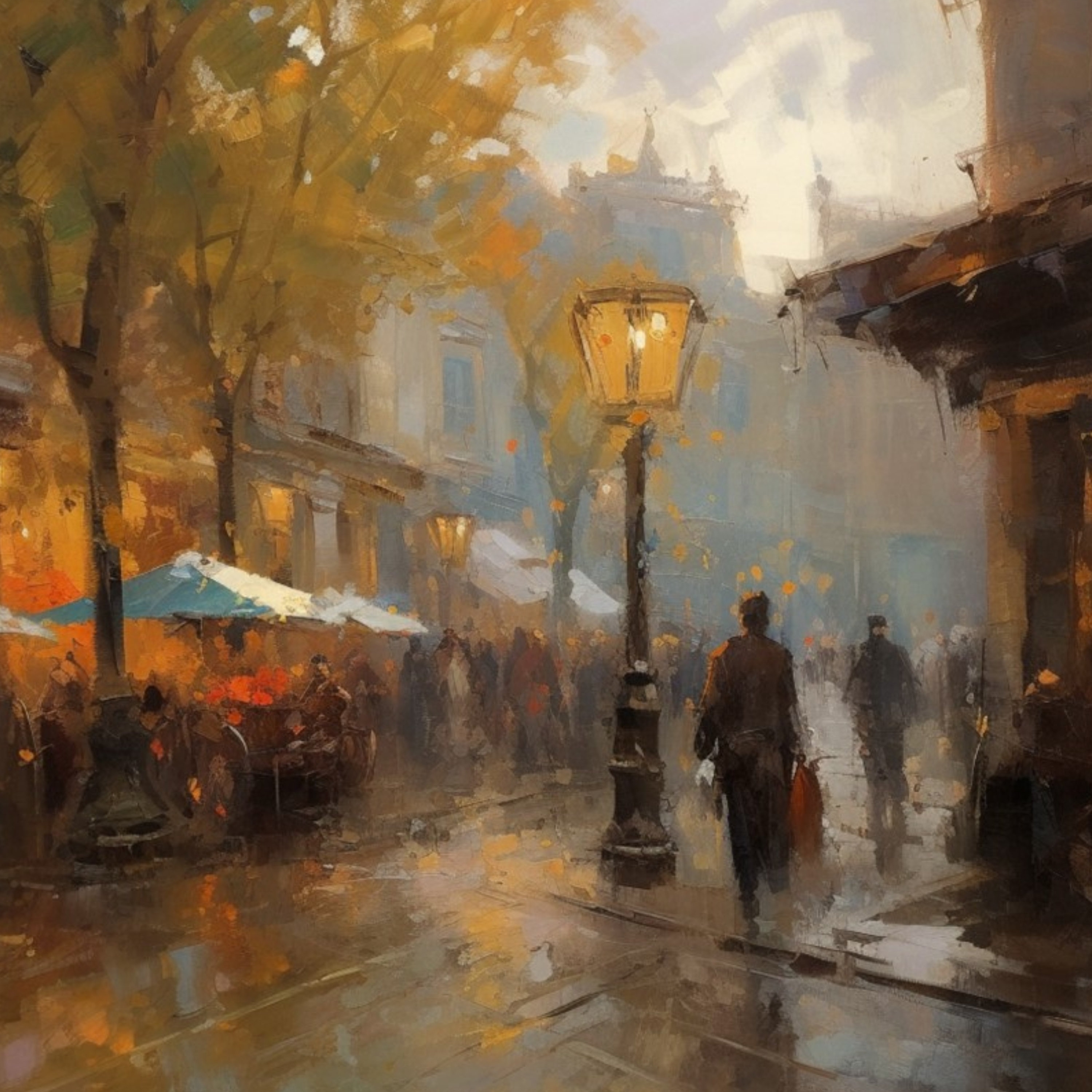 PRINTABLE ART Evening Paris Street Scene Impressionist Wall Decor ...