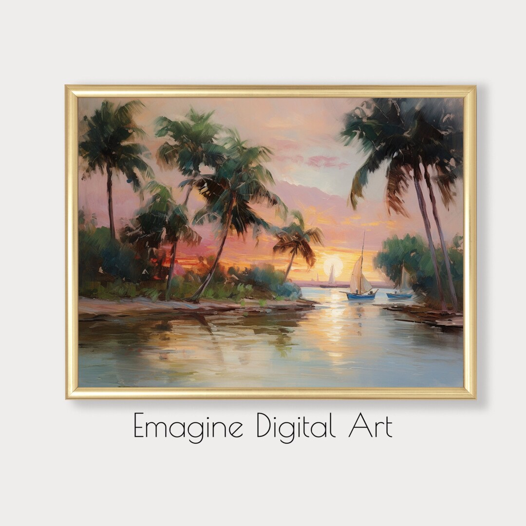 PRINTABLE ART | Tropical Sunset | Beach House Wall Art | Tropical Wall ...
