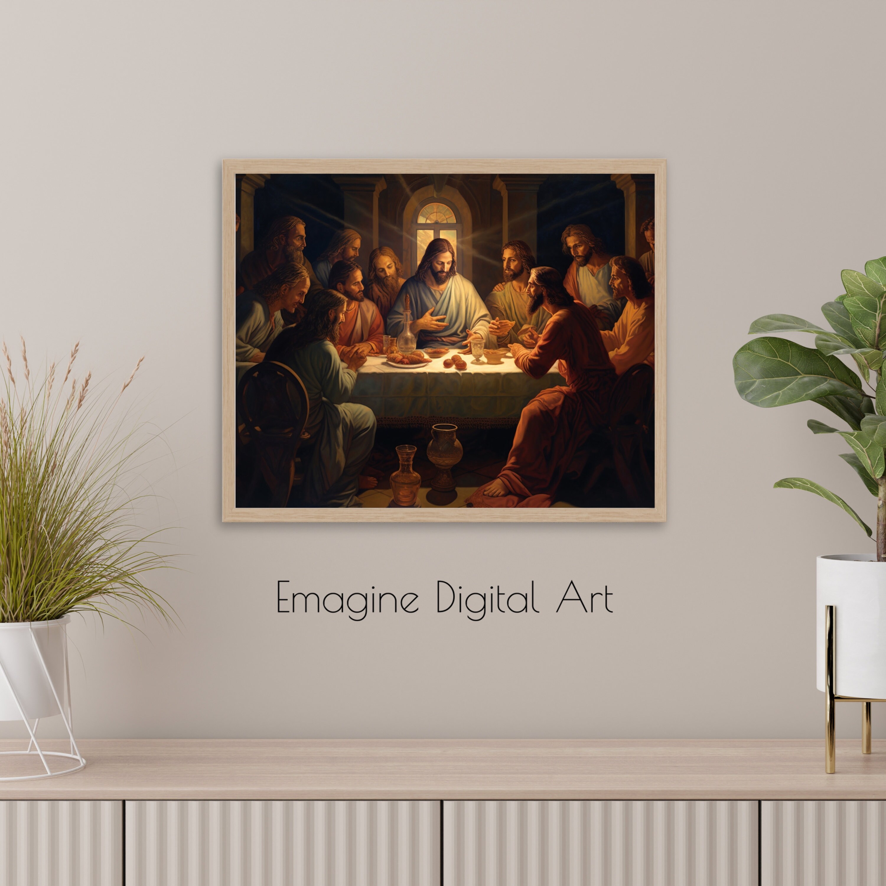 PRINTABLE ART Painting of the Last Supper With Jesus Christ and Twelve ...