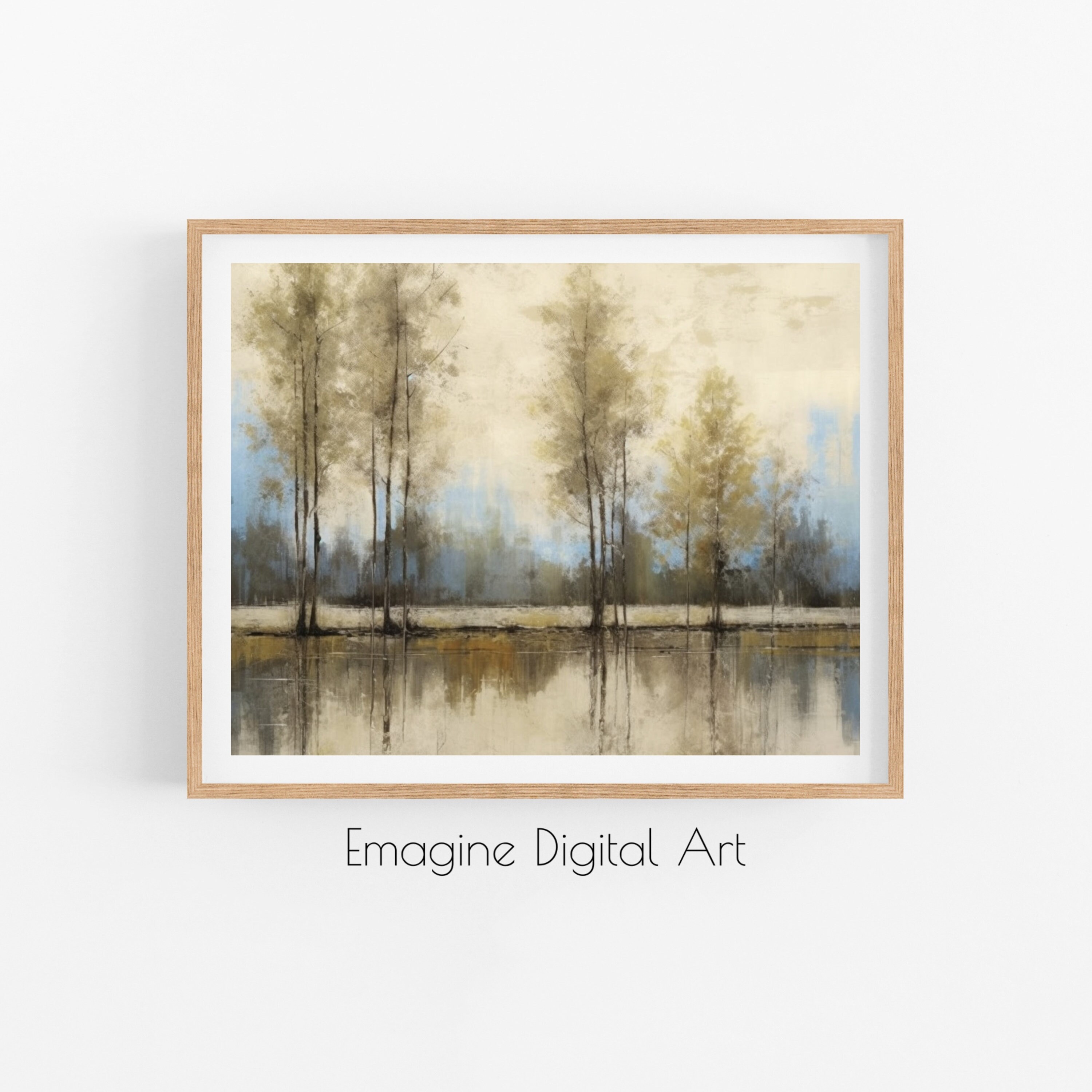 PRINTABLE ART Spring Trees Reflections Painting Impressionist Wall ...