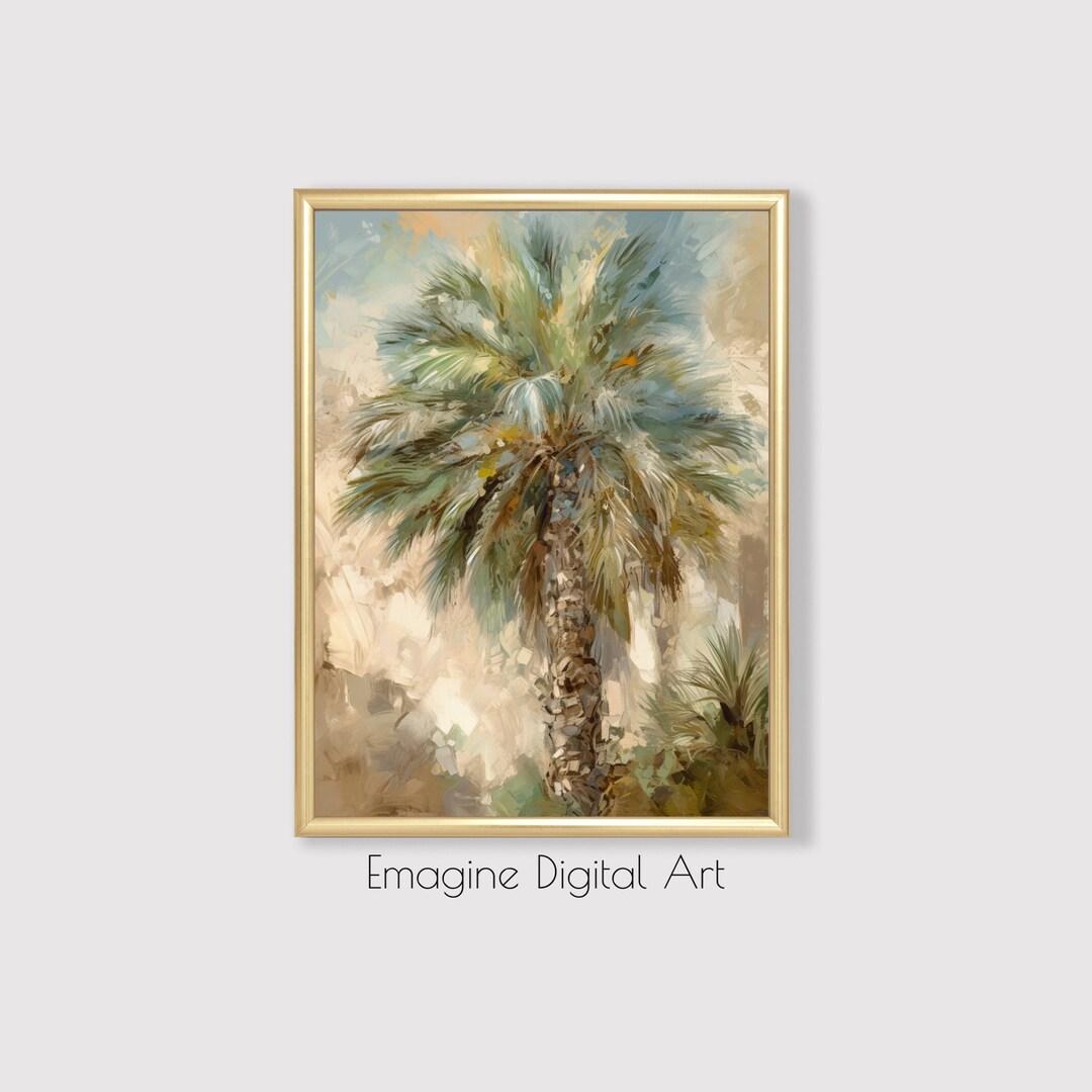PRINTABLE ART | Tropical Art Impressionist Painting of Palm Tree ...