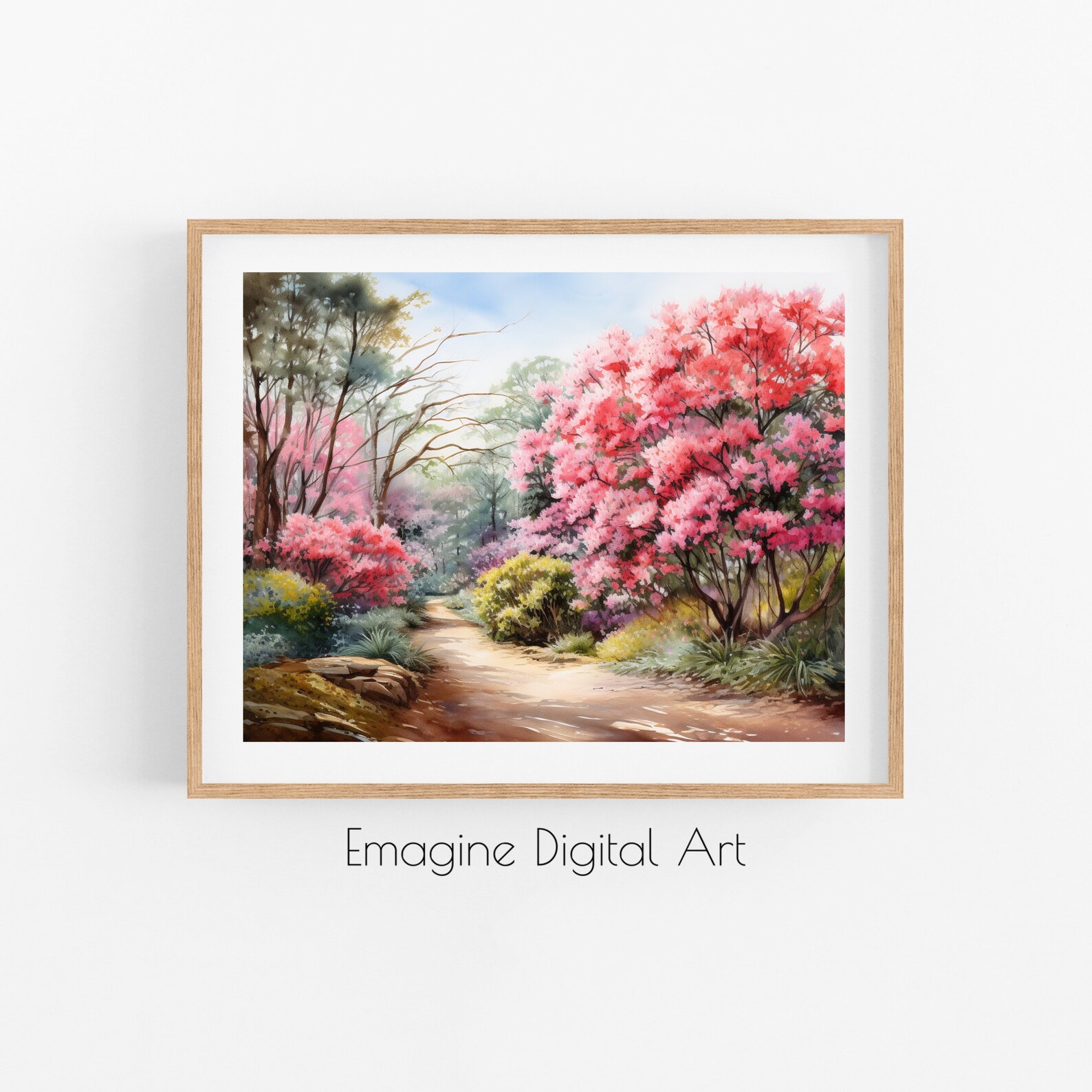 PRINTABLE ART | Spring Floral Landscape Watercolor Painting | Country ...