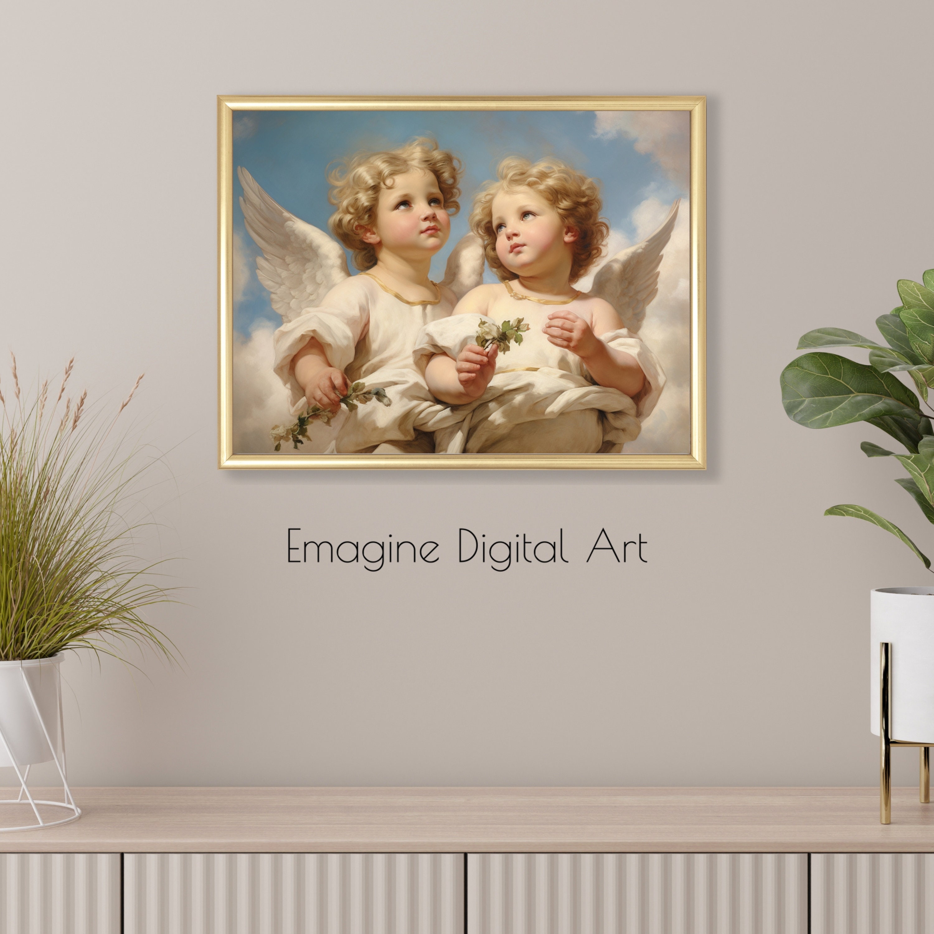 PRINTABLE ART Cherubs in Heaven Angels Bible Art Religious Wall Decor ...