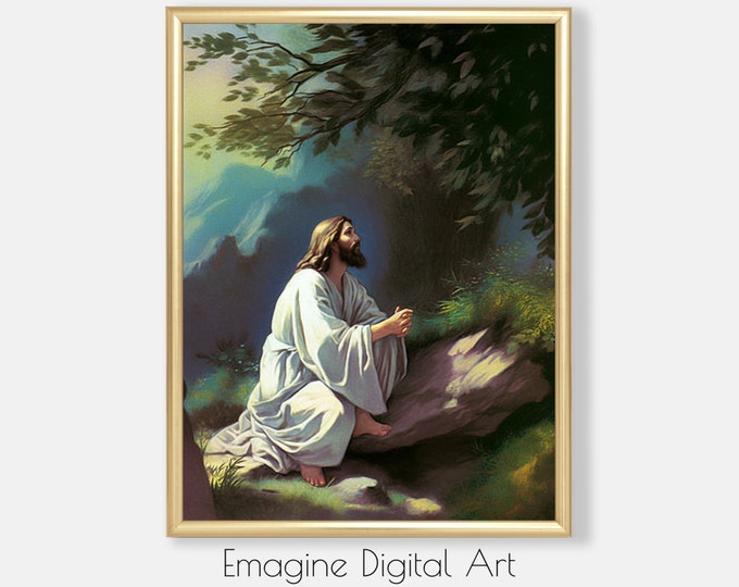Christian Art: prayer in Gethsemane. Printable Download Art of Jesus ...