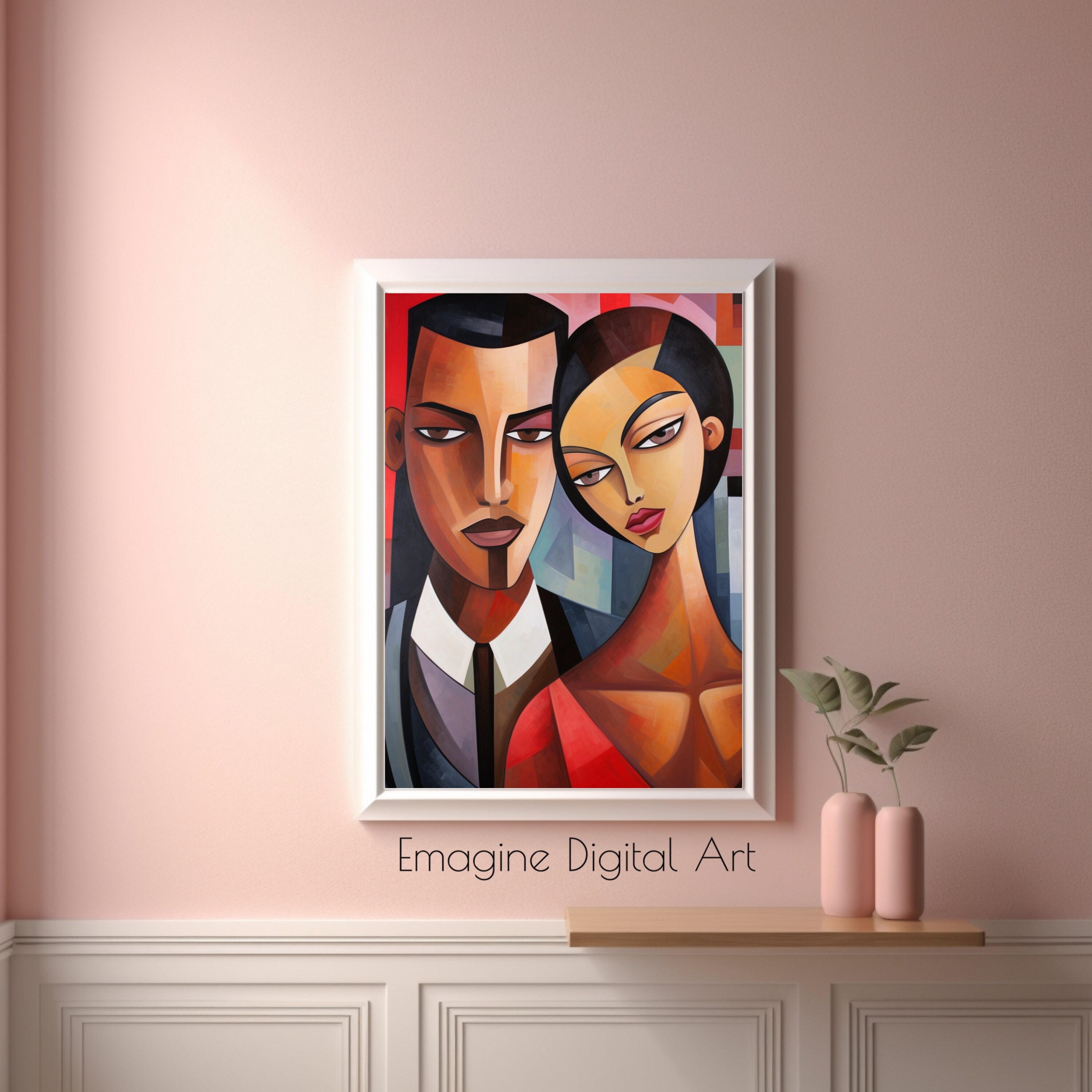 PRINTABLE ART Cubist Black Art Painting of Elegant Couple African ...